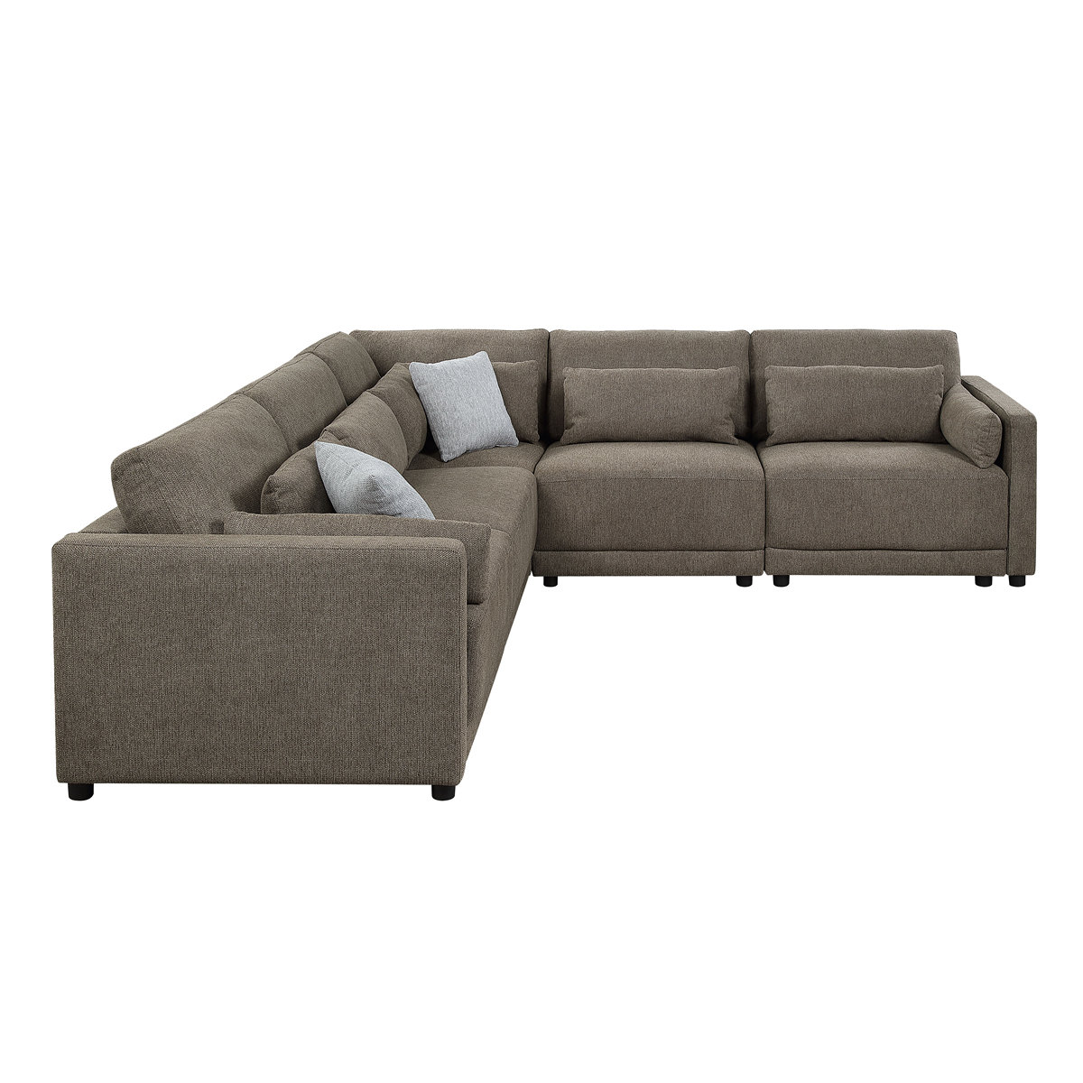 Hokku Designs Linen Modular Sectional Sofa With Toss Pillows Sectional ...