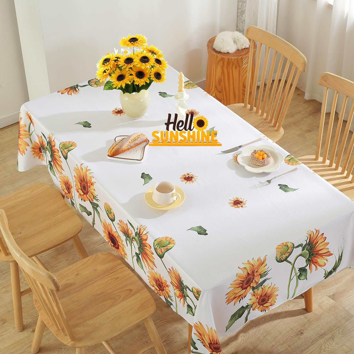 Gracie Oaks Sunflower Tablecloth for Rectangle Table 60"x120" | Wayfair