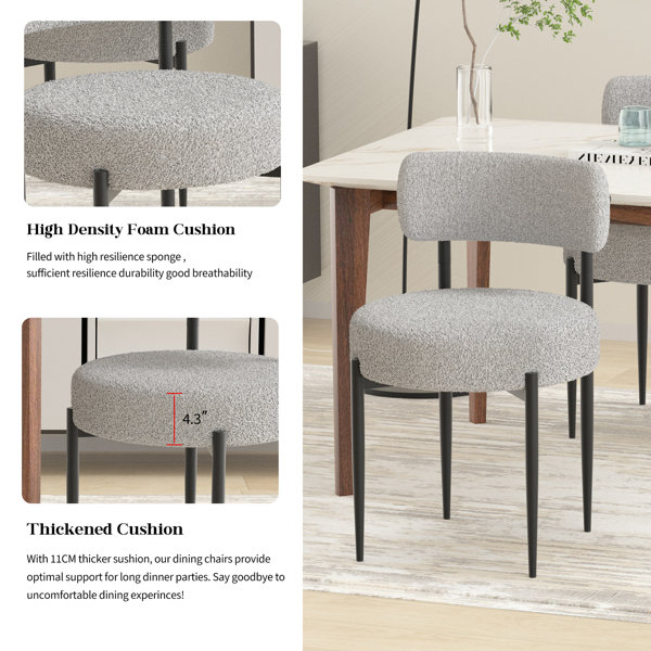 Latitude Run® Latitude Run Round Boucle Dining Chairs Set 2 | Wayfair