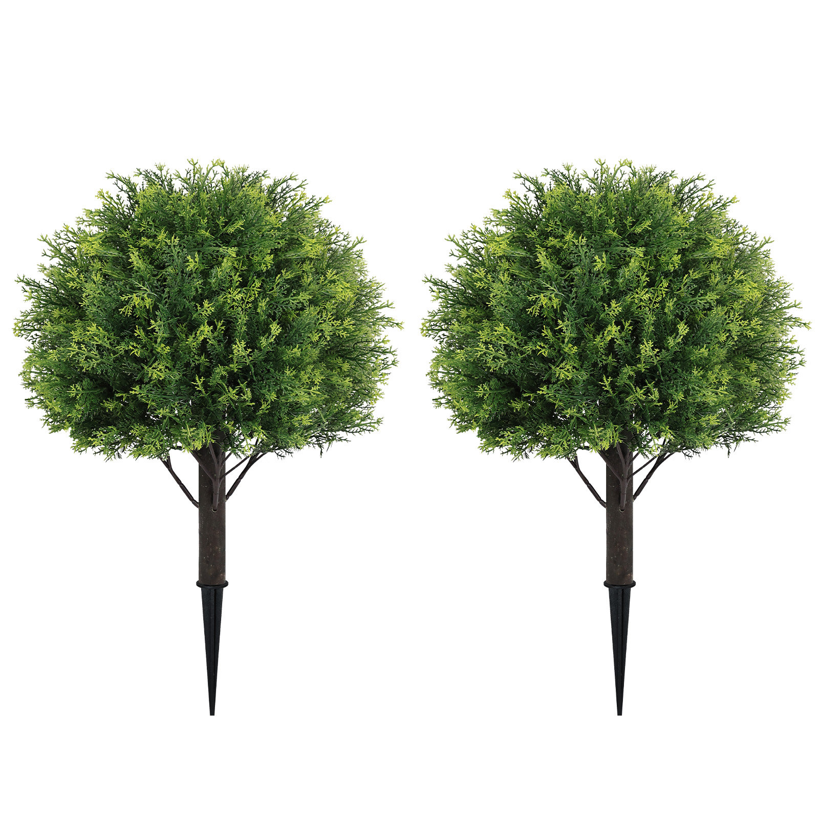 Primrue 24 Inch Artificial Cedar Topiary Ball Trees With Ground Spike ...