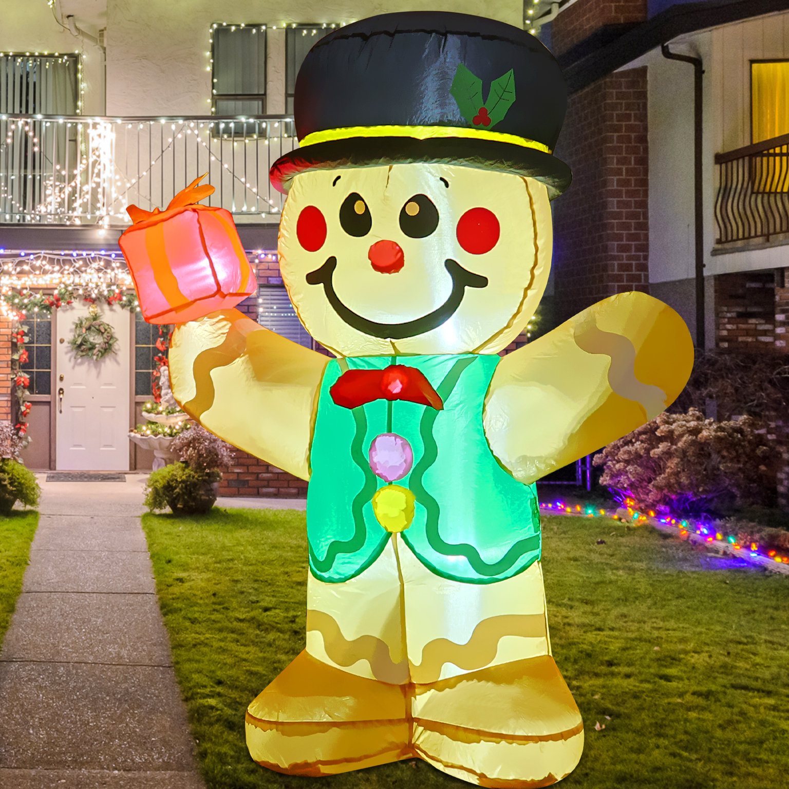 Goosh Christmas Inflatable 5ft Inflatable Gingerbread Man Cute