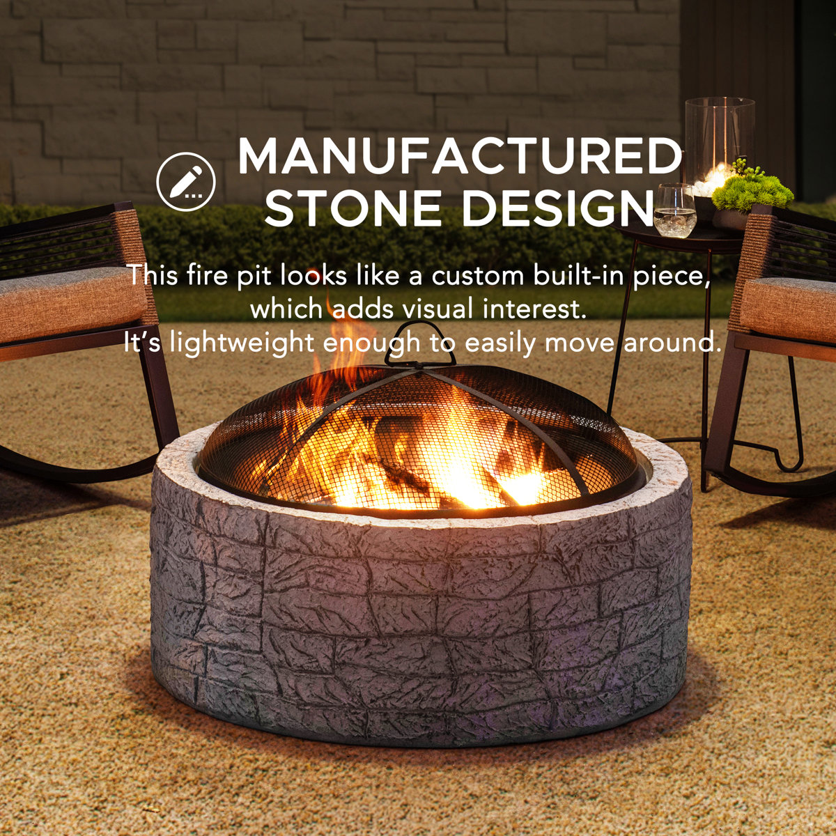 World Menagerie Sunjoy Aesir 26 inch Fire Pit for Outside, Outdoor ...