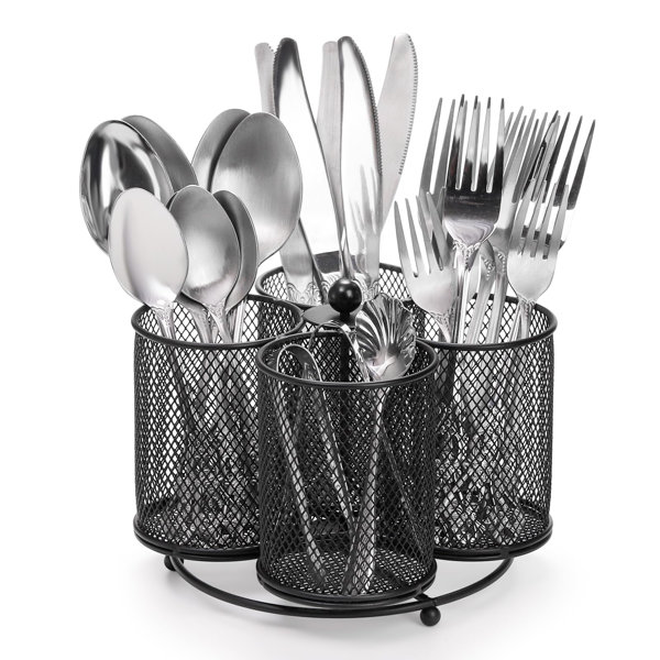 Latitude Run® 4-Compartment Rotating Art Supplies Storage Box, Desktop ...