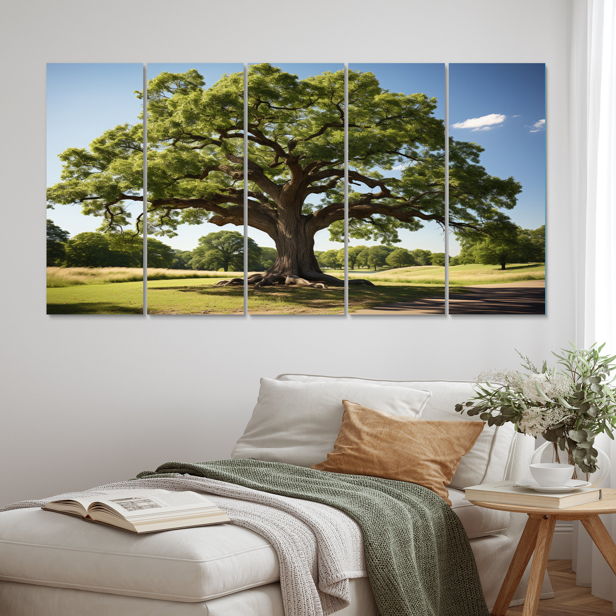 Millwood Pines Trees Oak Majestic Oak II On Canvas 5 Pieces Print | Wayfair