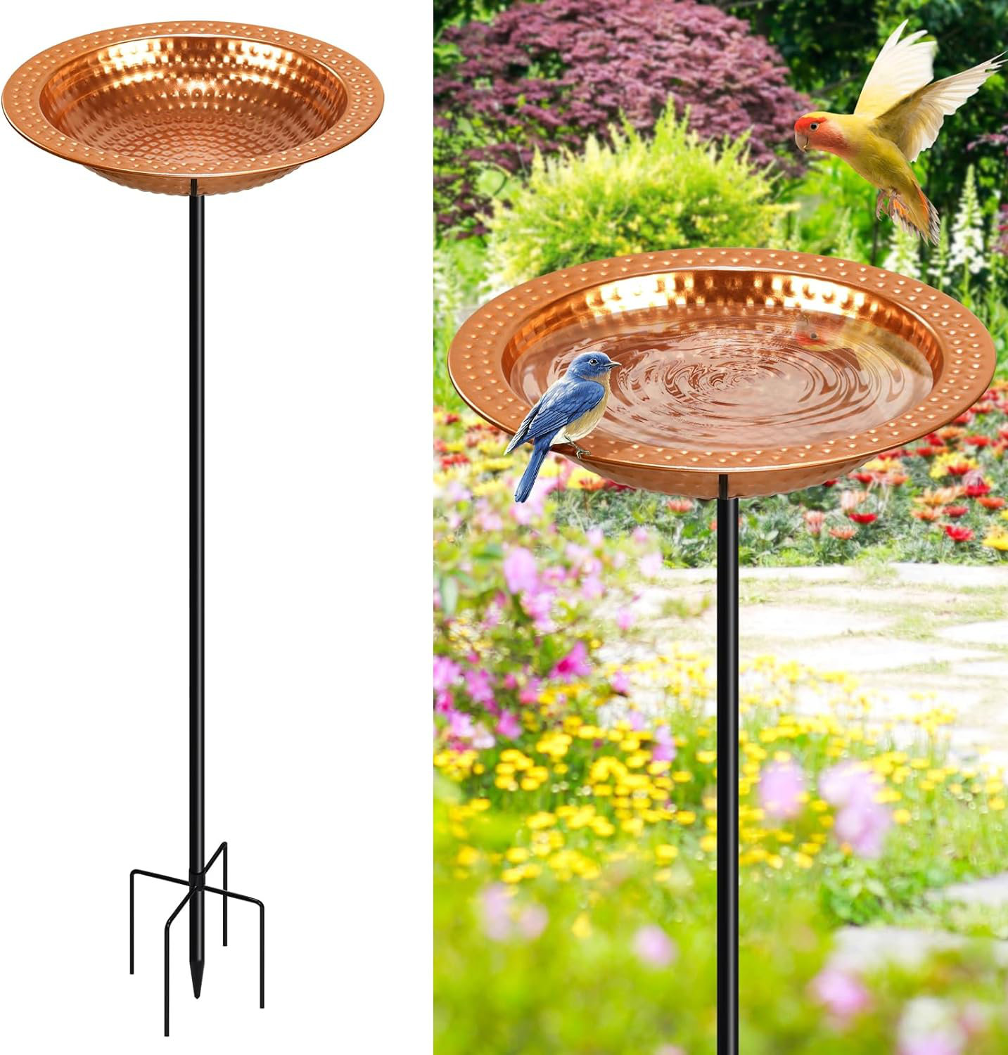 Dakota Fields Metal Bird Bath Stand For Outdoors Garden, Standing Bird ...