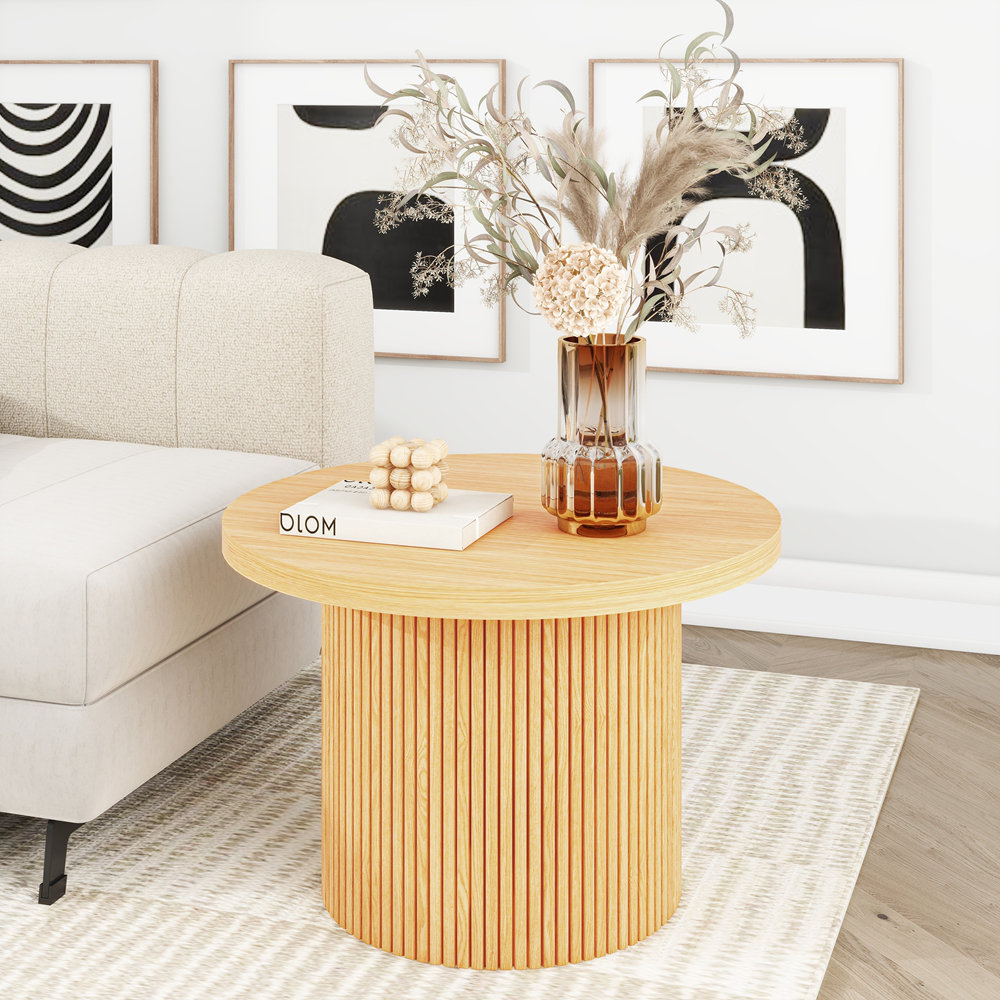 Latitude Run® Wood Shemsie Circle Center Table Modern Farmhouse Living ...