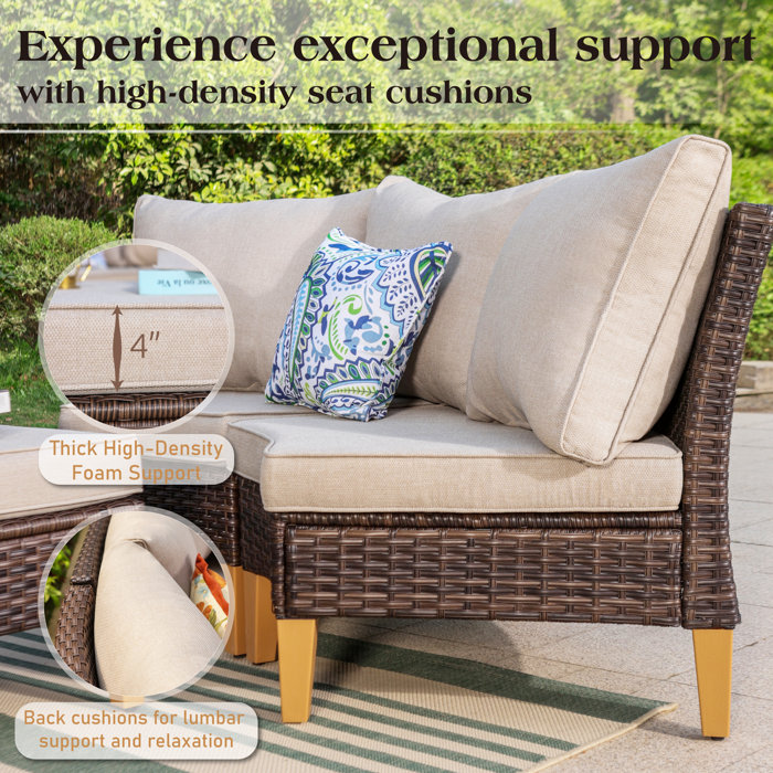 Lark Manor Argyri Armless Wicker Outdoor Patio Chair with Cushion ...
