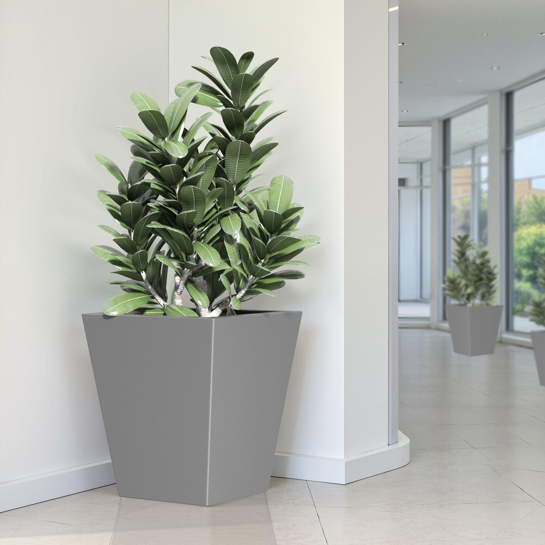 Latitude Run® 22" Tall Metal Planter With Drainage - Burnished Grey For ...