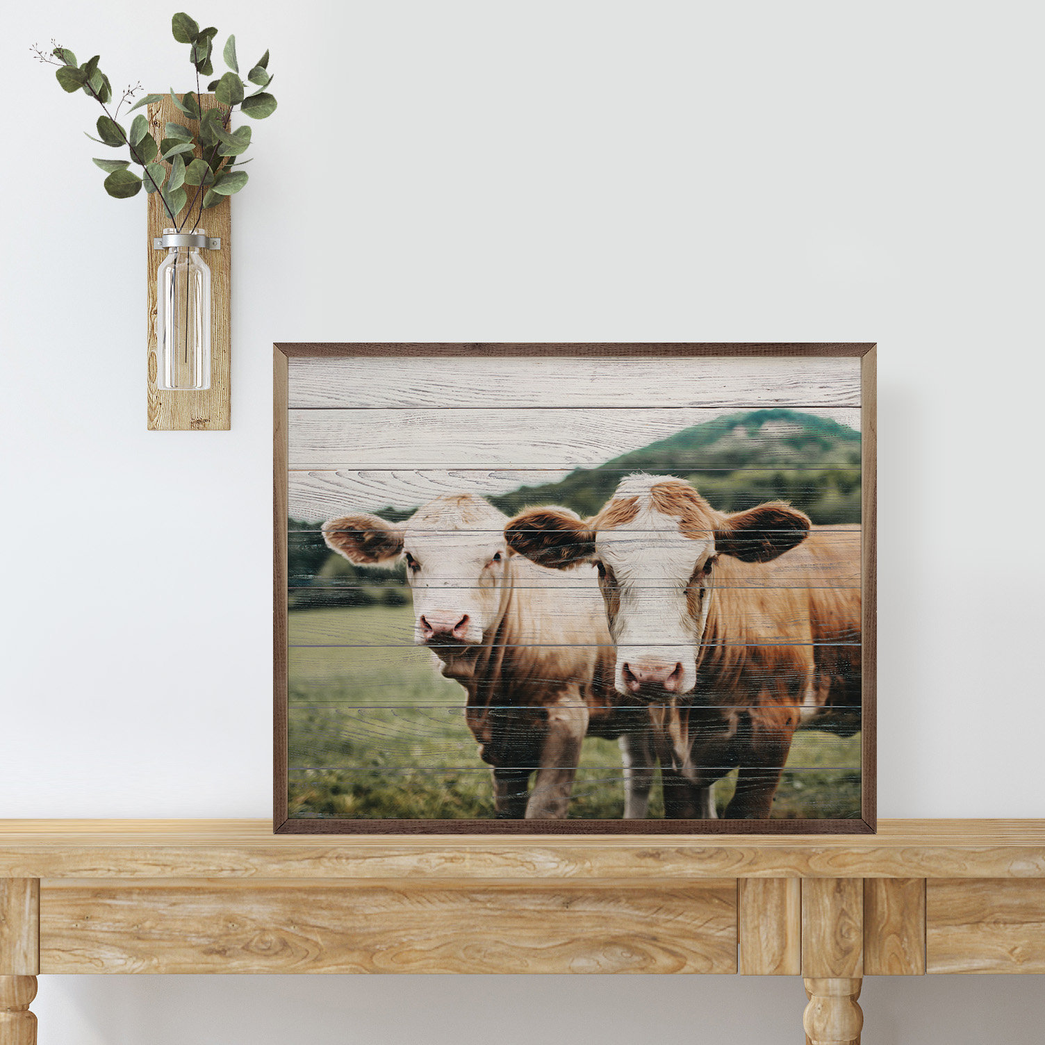 Gracie Oaks Cow Pair In Pasture | Wayfair