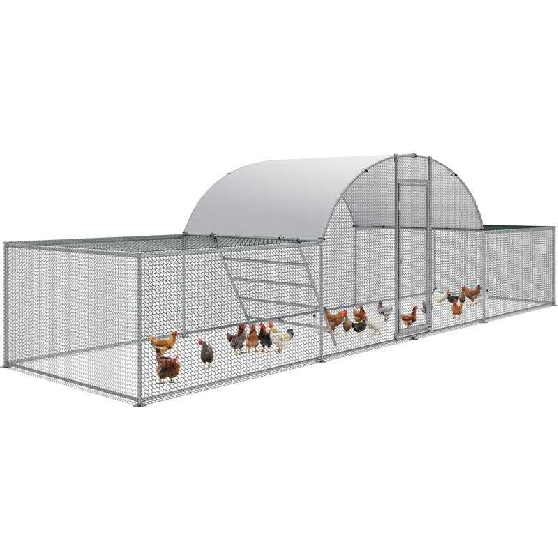 Latitude Run® Kempton 23ft Chicken Coop, Dome-roof Poultry Pen, Large ...