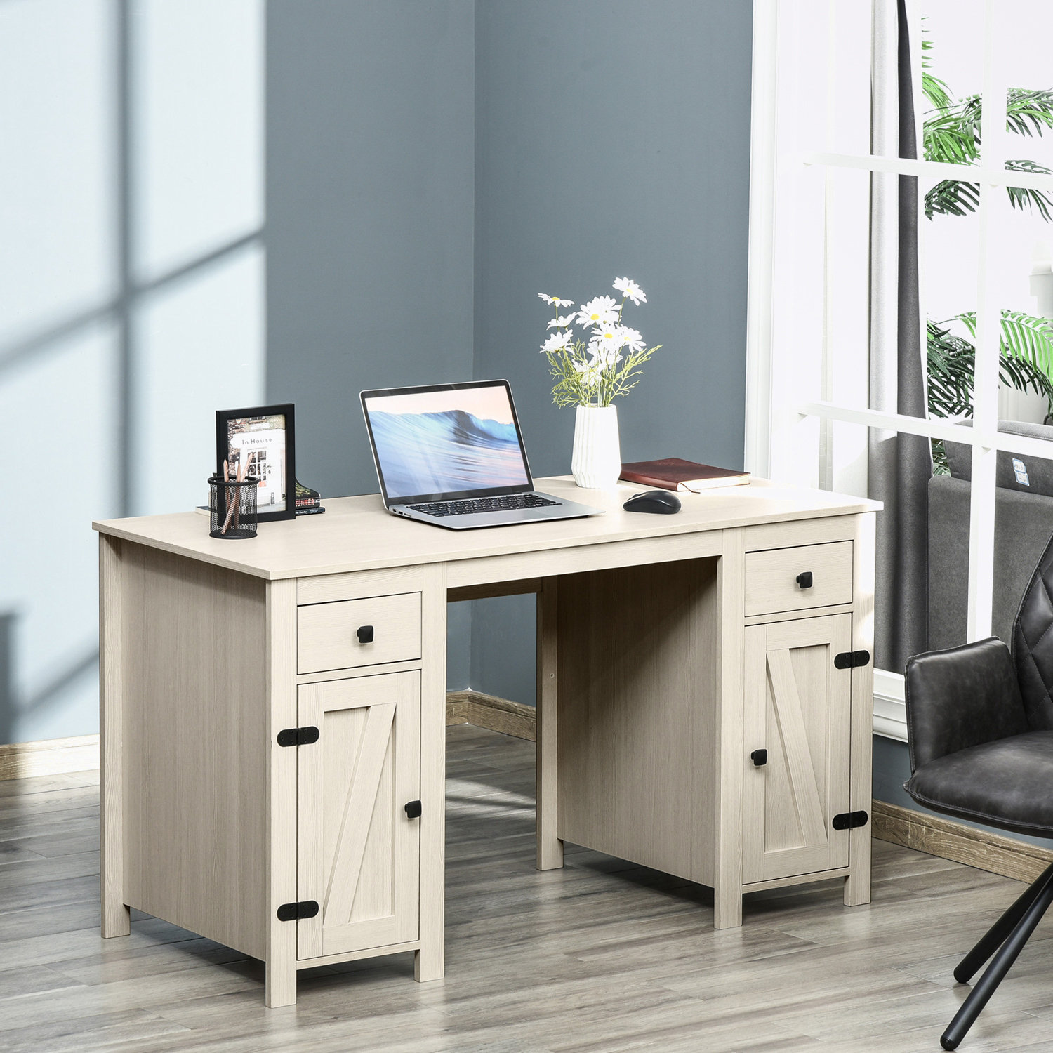 August Grove Computer Desk with 2 Drawers and 2 Cabinets - Wayfair Canada
