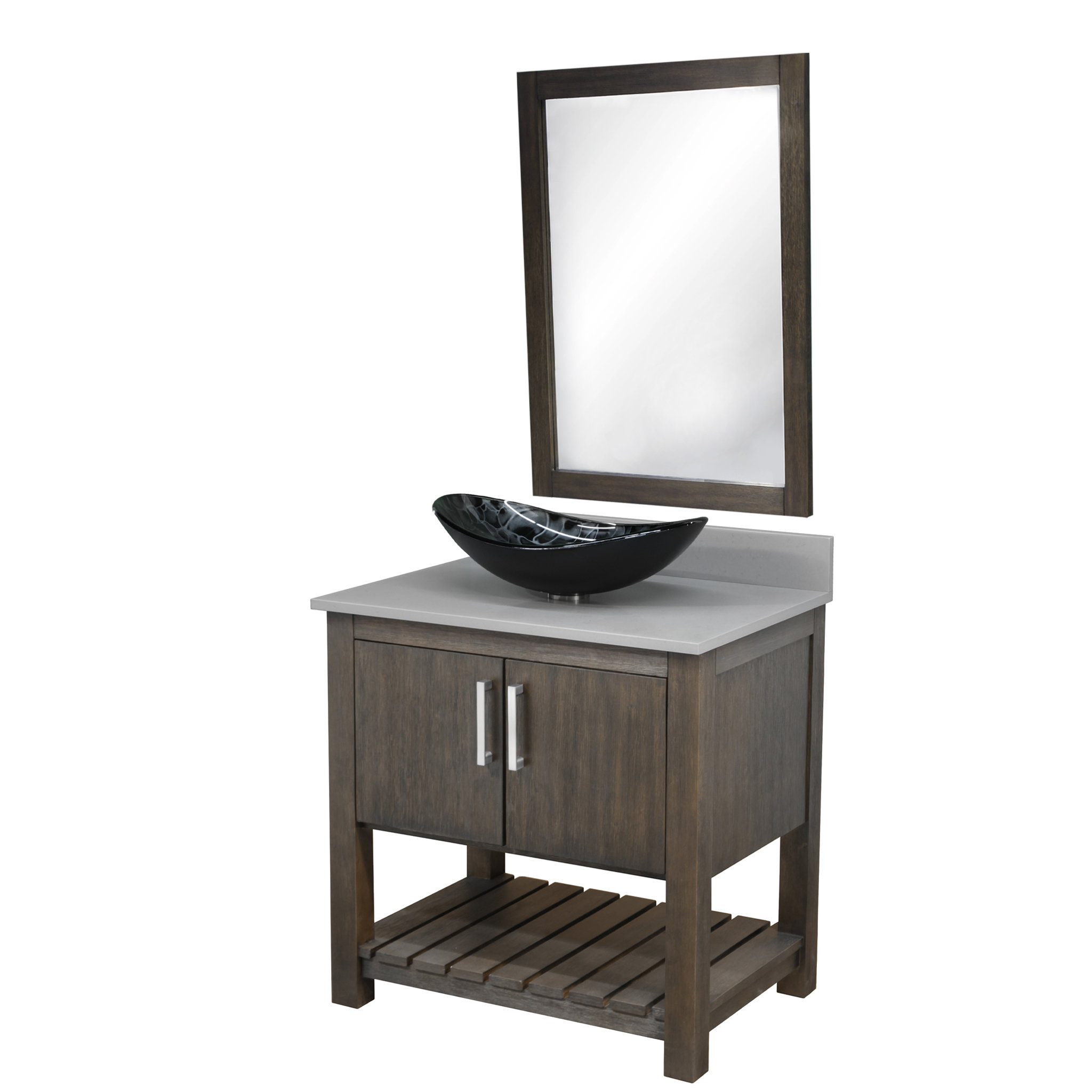 Gracie Oaks 36-inch Bathroom vanity with mocha quartz top and sink ...