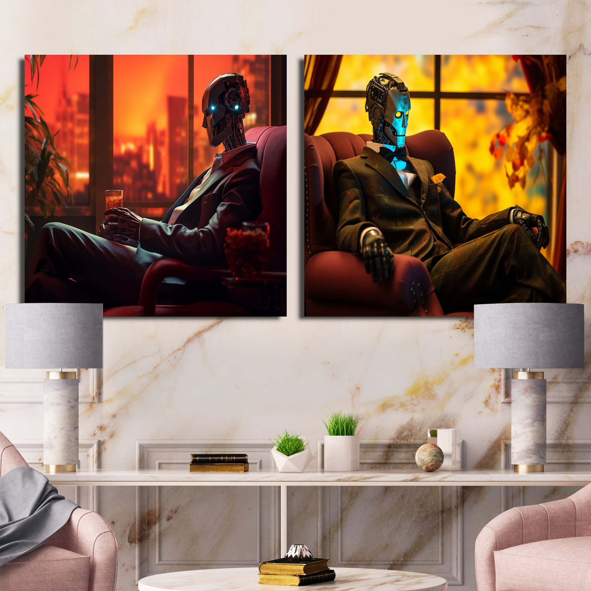 Design Art Stylish Humanoid Android Sitting On Couch - Fantasy & Sci-Fi ...
