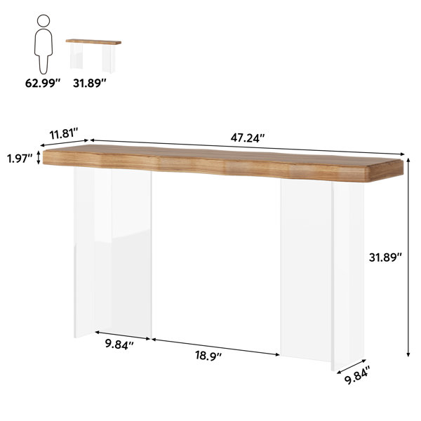Orren Ellis Rila 47.24" Suspended Elegance Acrylic-Legged Console Sofa ...