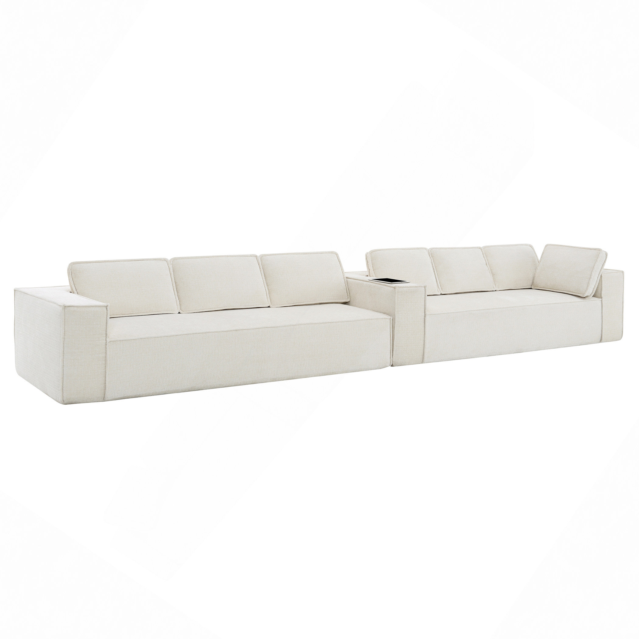 Ivy Bronx 129.5" Minimalist Style Modular Sectional Sofa,6 Seat Wrinkle ...