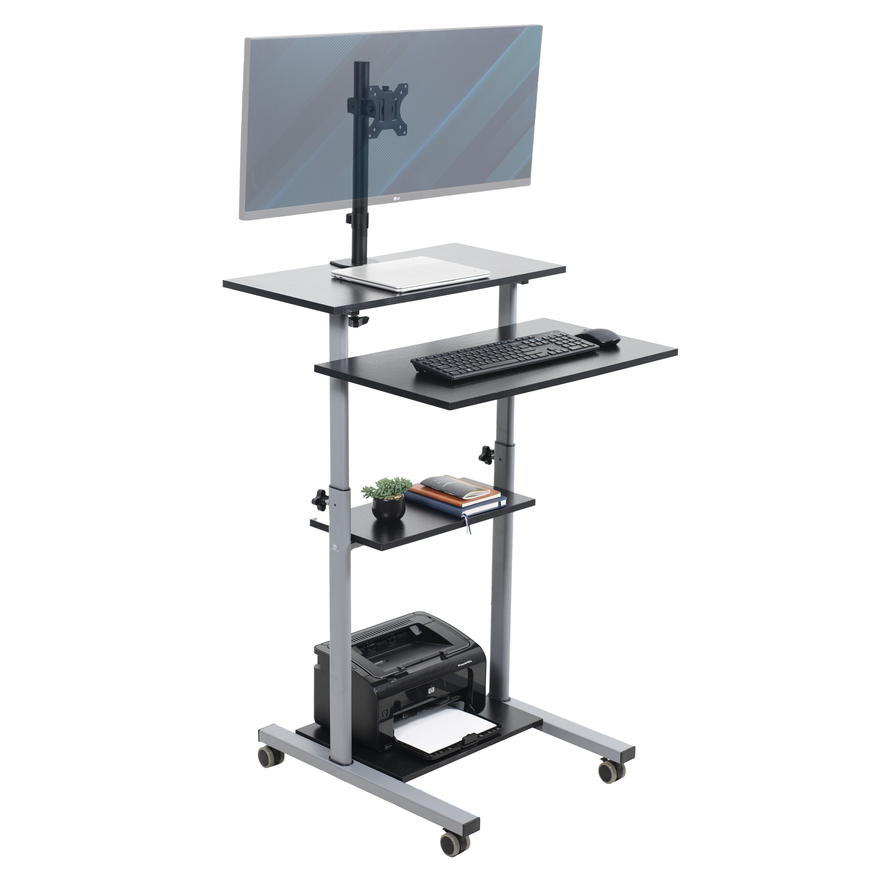 Techorbits Mobile Computer Workstation With Monitor Mount | Wayfair
