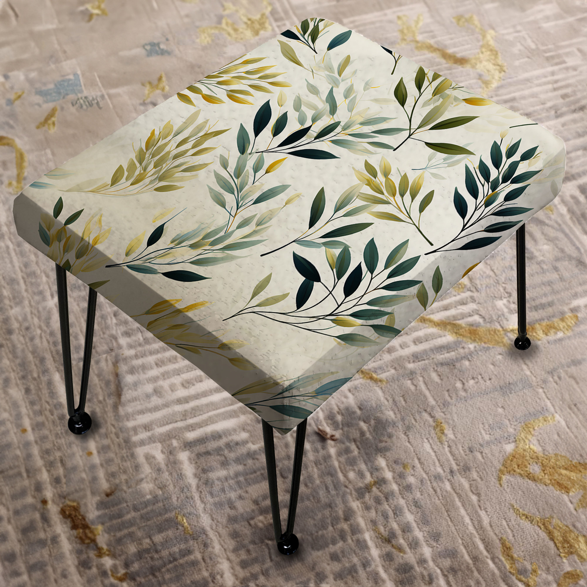 Design Art Zen Leaves III - Plants Rectangle Ottoman | Wayfair