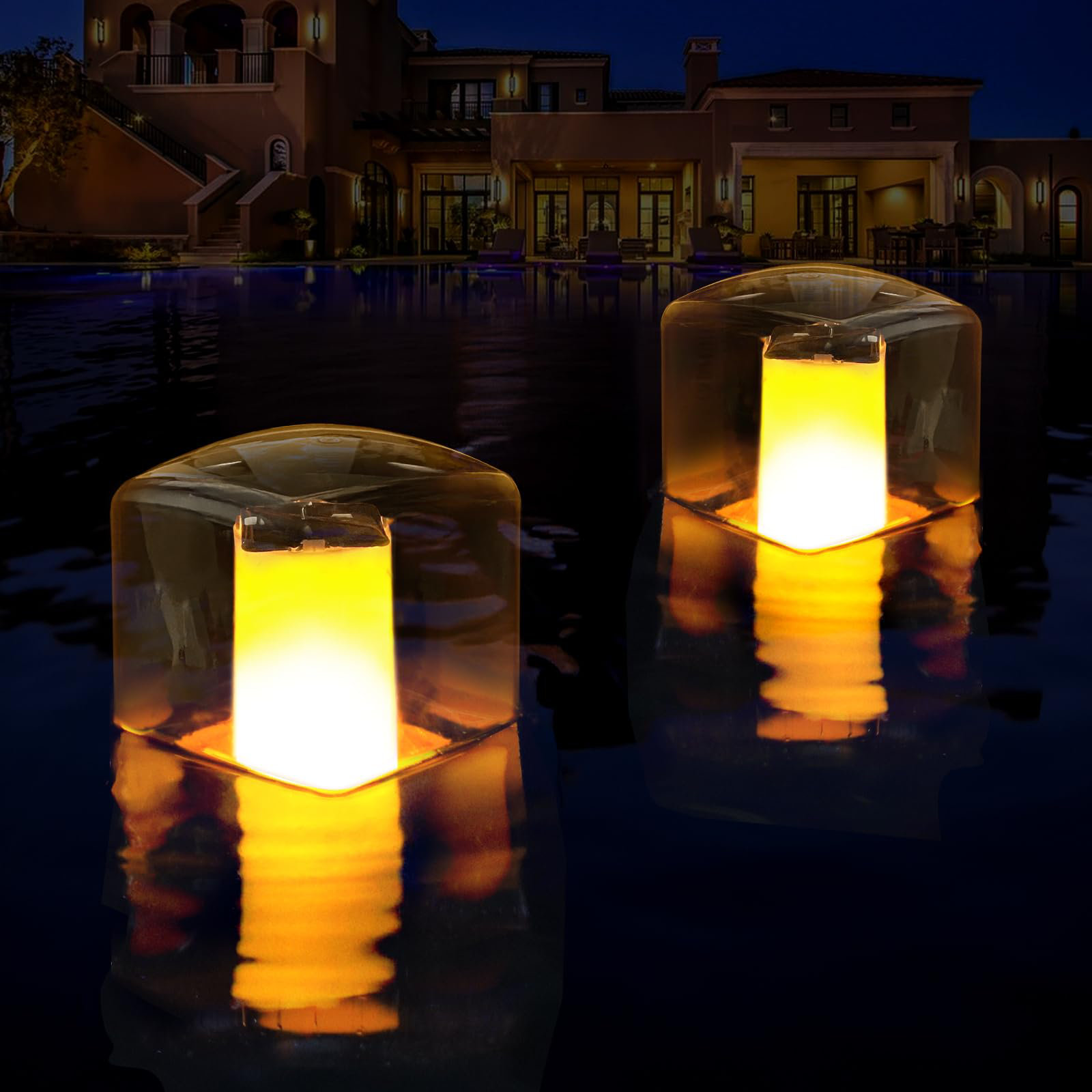 Fashion Finesse Floating Pool Lights, Solar Flame Pool Lights ...