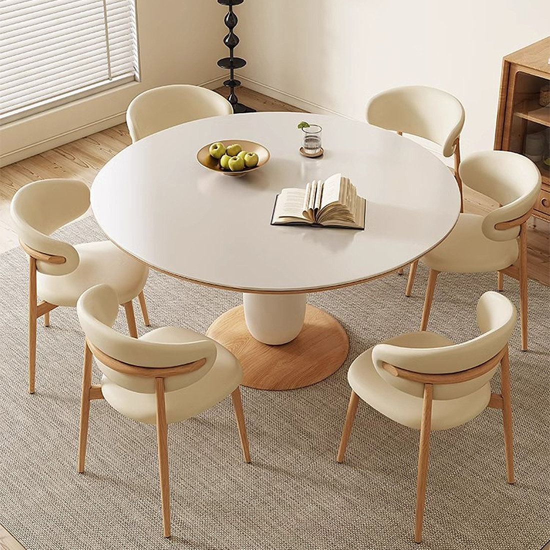 Dining Elegance Rock Plate Dining Table And Chair Combination Round ...