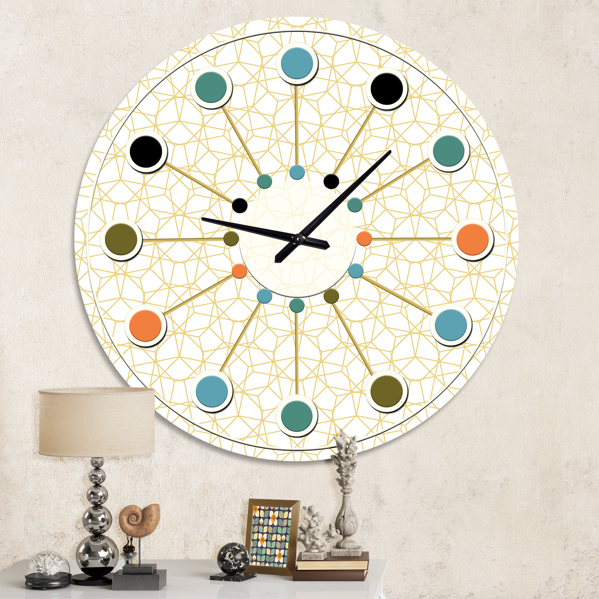 East Urban Home Abstract Geometrical - Mid-Century Modern wall clock ...