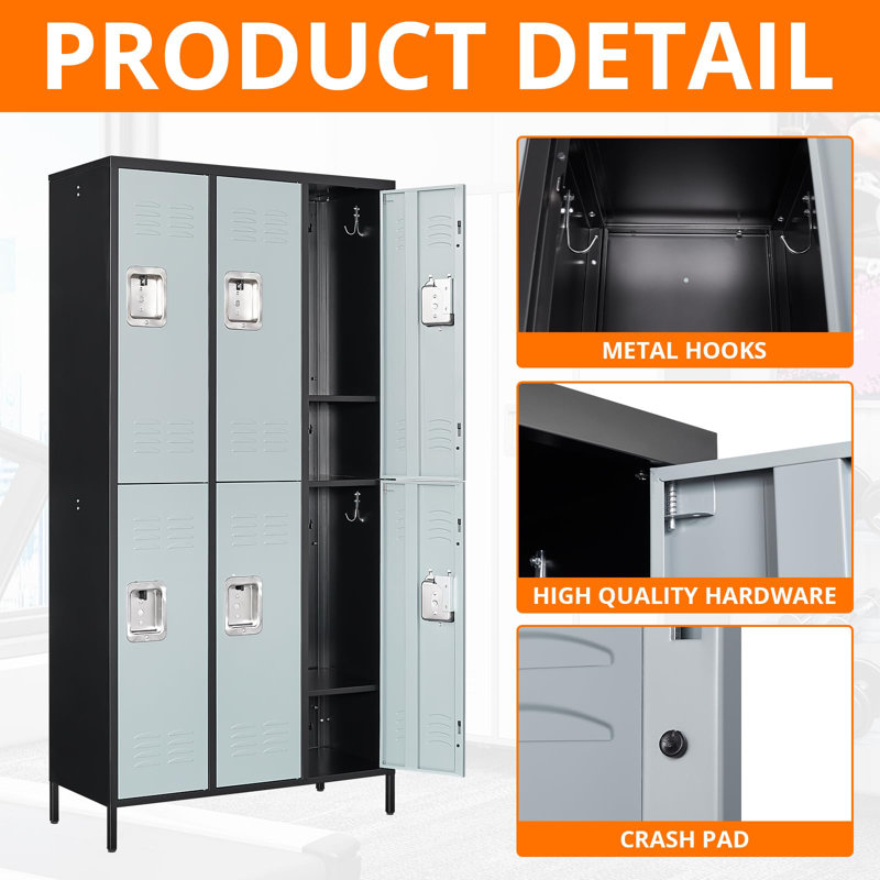 Steelcube 35.5 Inch Wide Metal Large Employee Locker with 6 ...