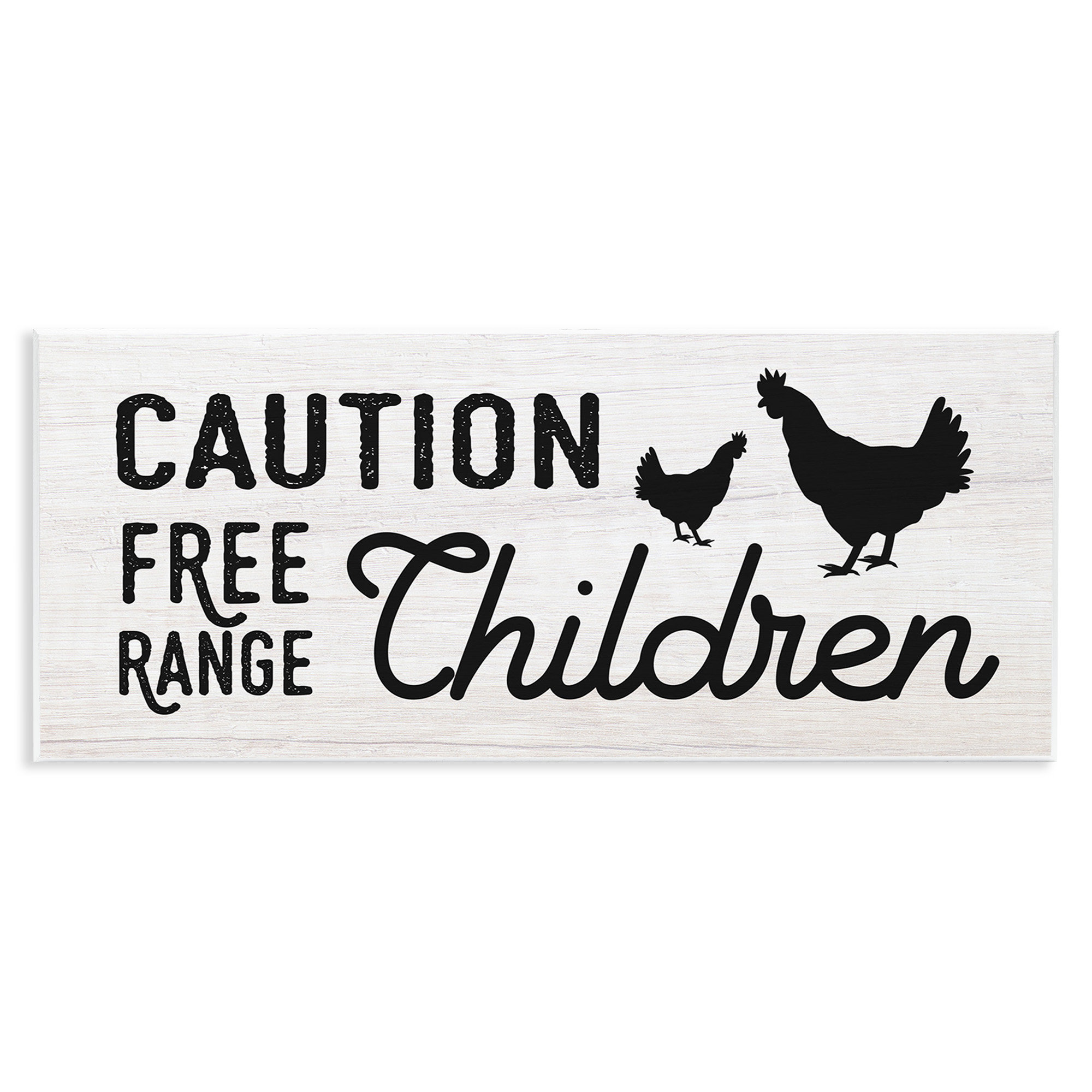 Stupell Industries Caution Free Range Children Sign Family Farm Birds ...