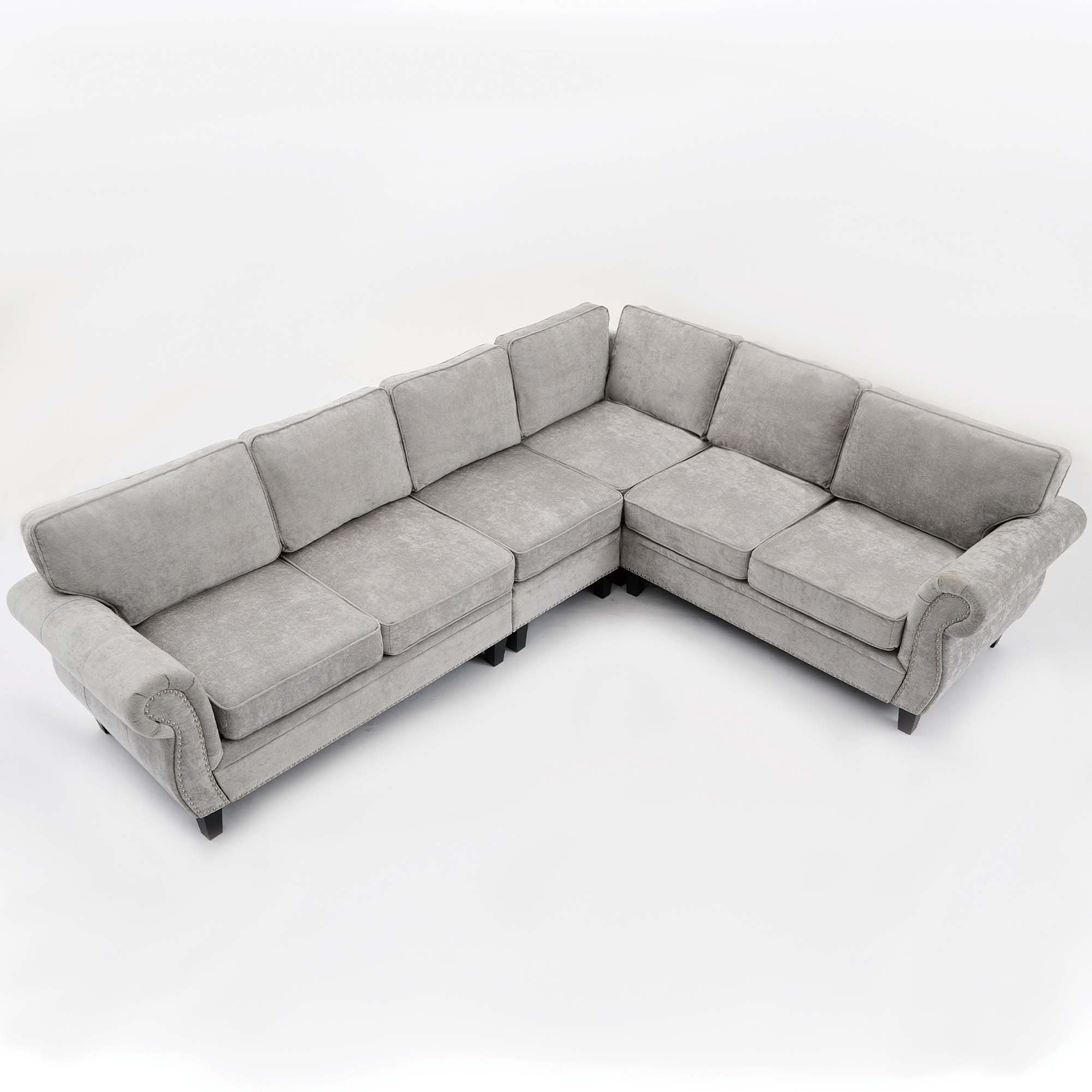 Mercer41 Modular Sectional Sofa , Rivets Decorated & Rolled Armrest,L ...