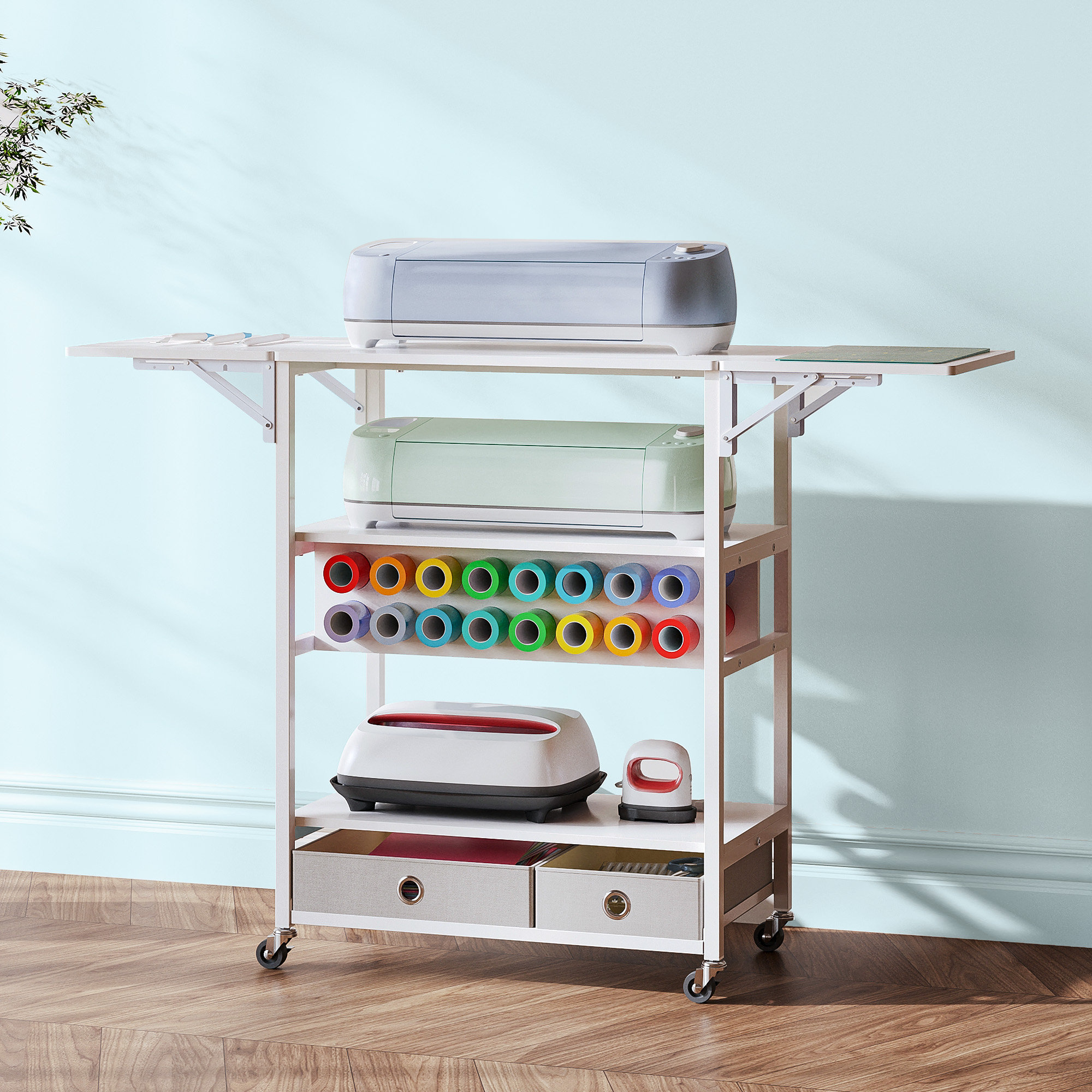 Ackitry Movable Circut Machine Storage Table Craft Table 4 Tier ...