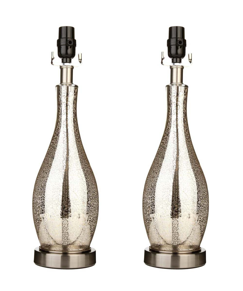 Winston Porter 18" Teardrop Lamp Base 2 Pack, Mercury Silver/Gold Glass ...