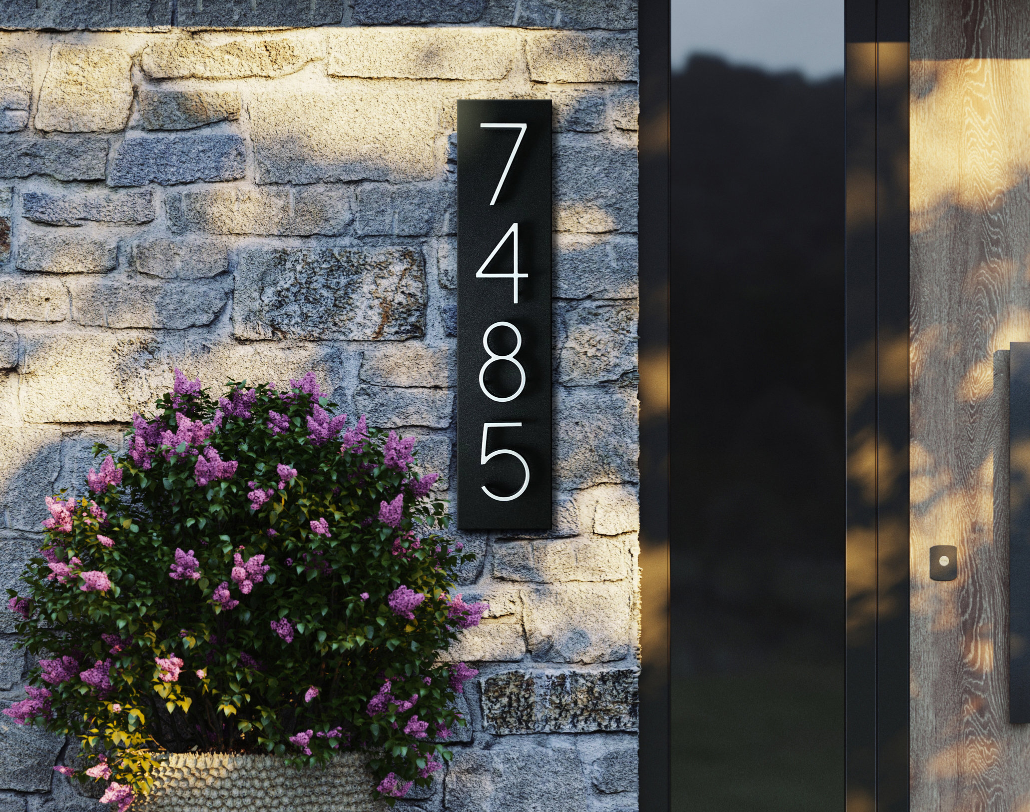 White Harmony House Number Plaque For Outdoor, Modern Address Signs ...