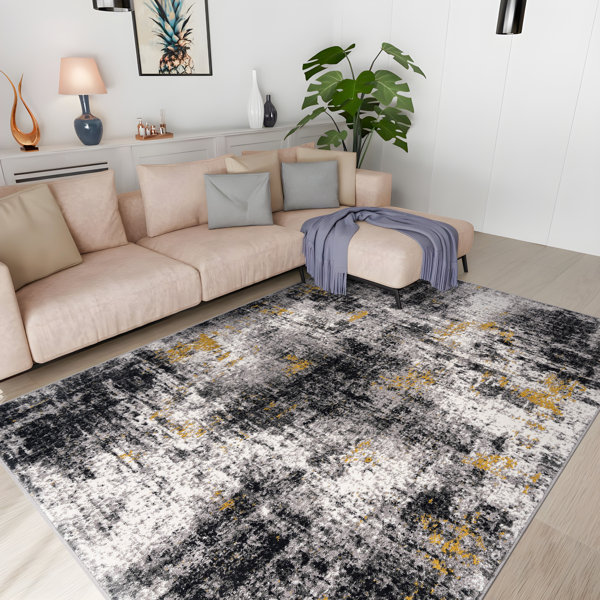 Wade Logan® Abstract Yellow/Black/Gray Area Rug & Reviews | Wayfair