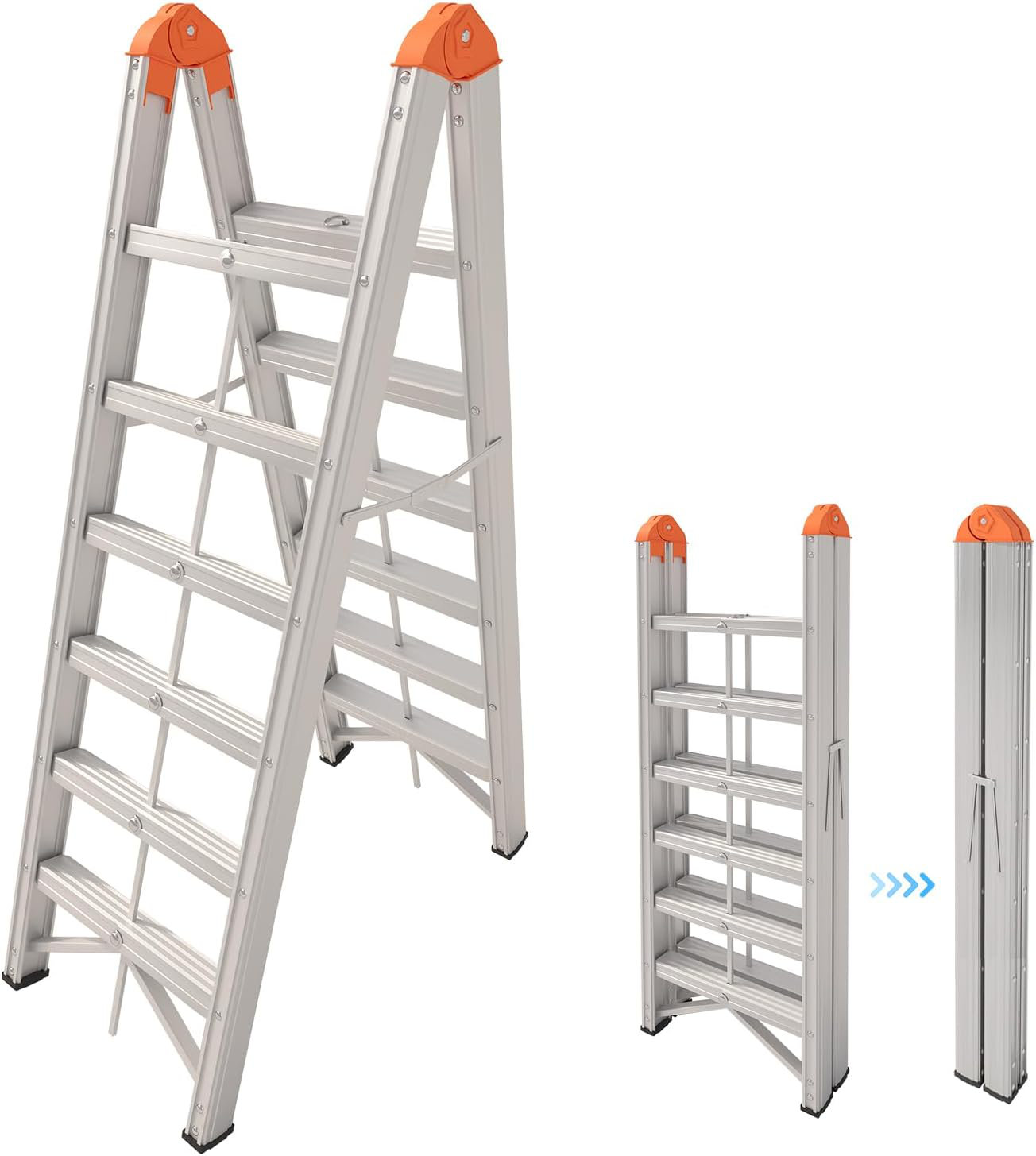 WFX Utility™ Aluminum Ladder, Foldable Twin Front Ladder, Collapsible A ...