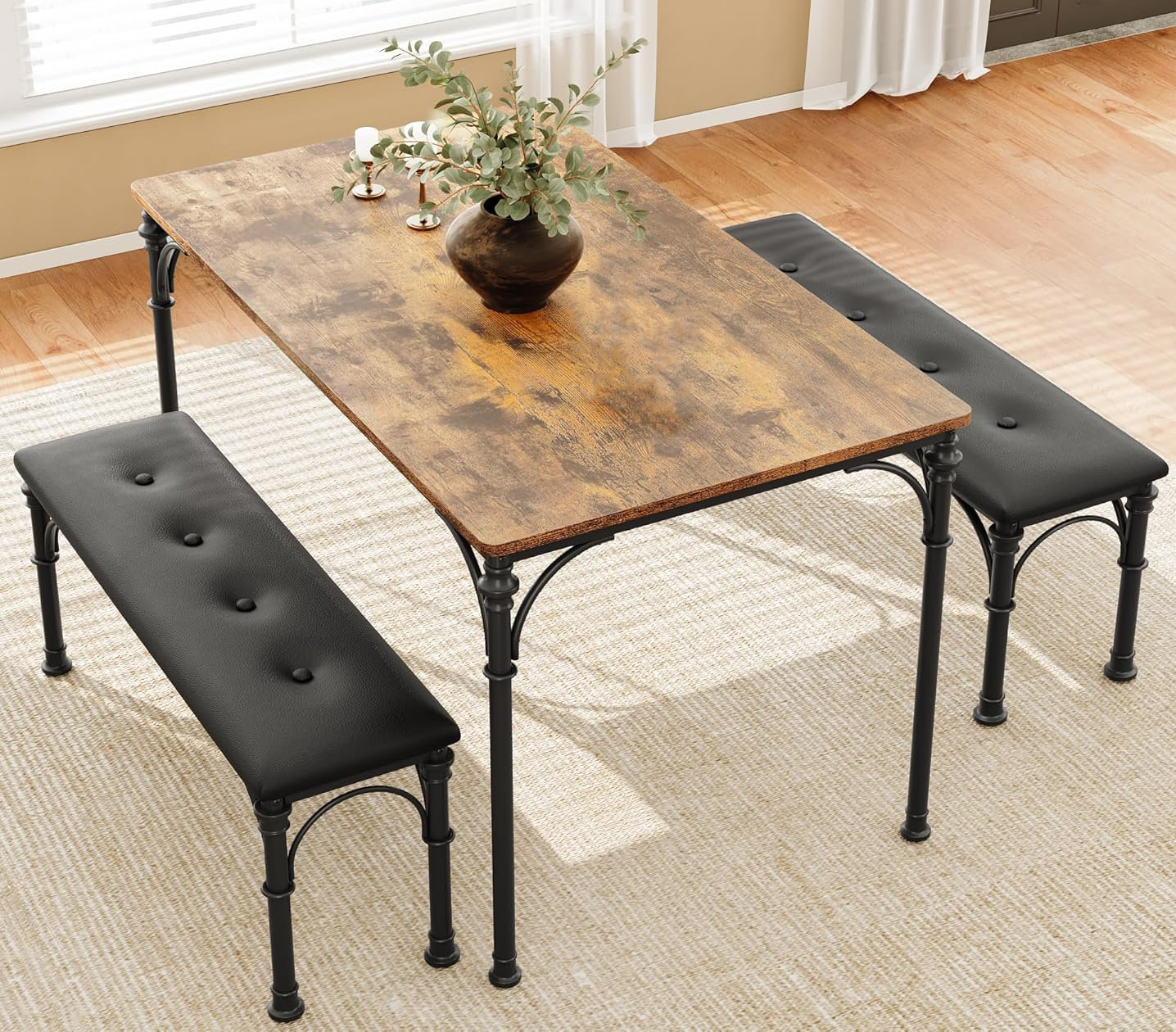 Williston Forge Kitchen Table With Bench,dining Room Table Set For 4 ...