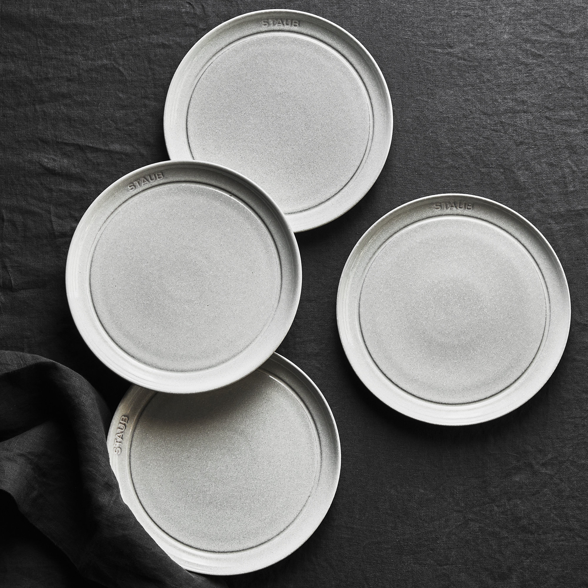 Staub Ceramic Dinnerware 4-Pc 9-Inch Salad Plate Set - White Truffle ...