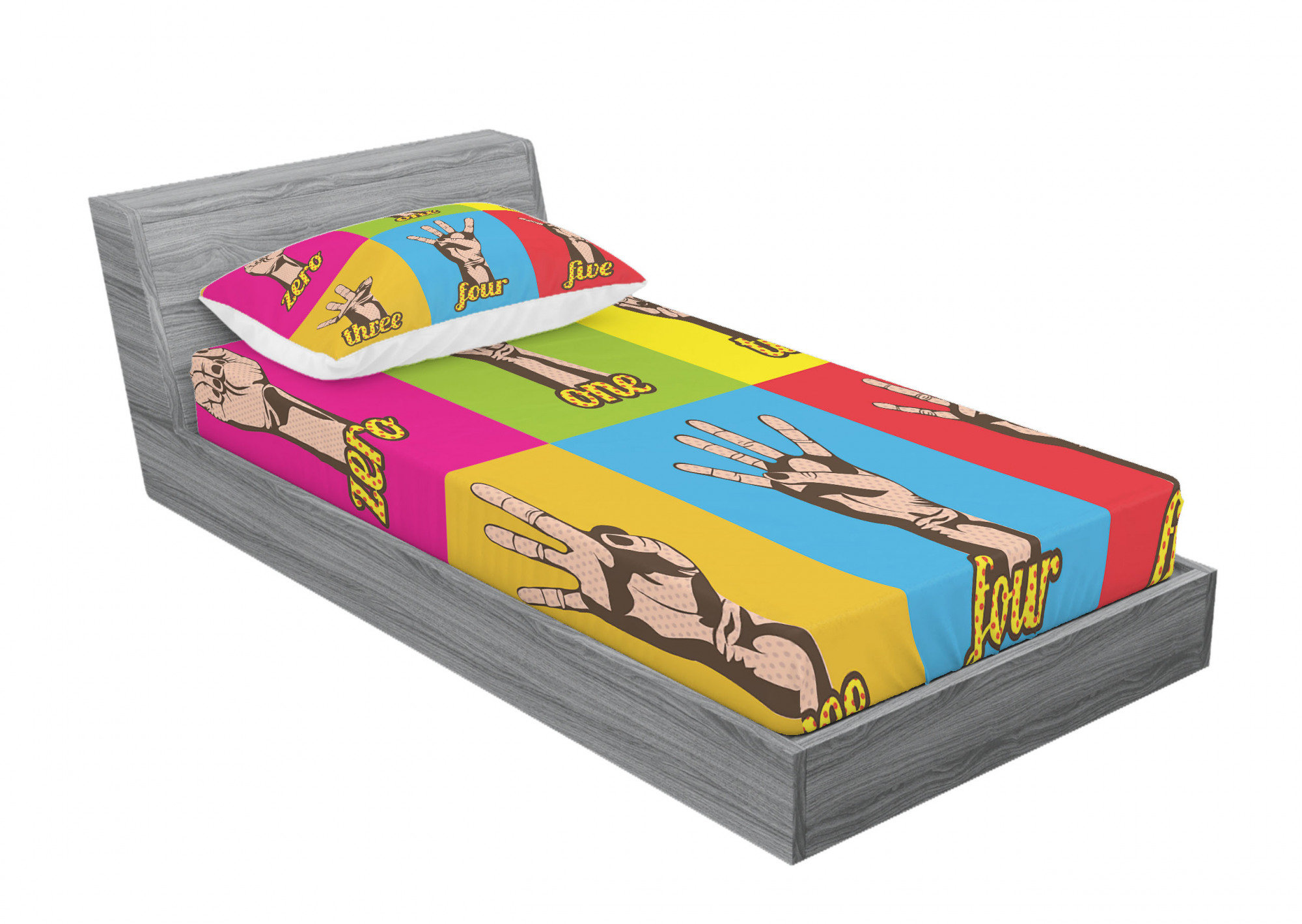 Ambesonne Collage of Hands Showing Number Abstract Sheet Set | Wayfair