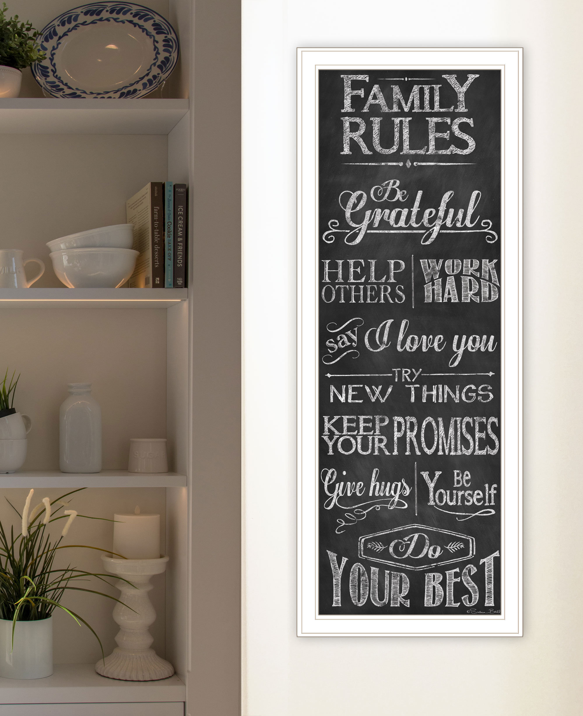 Rosalind Wheeler Family Rules Framed Wall Art for Living Room, Home ...