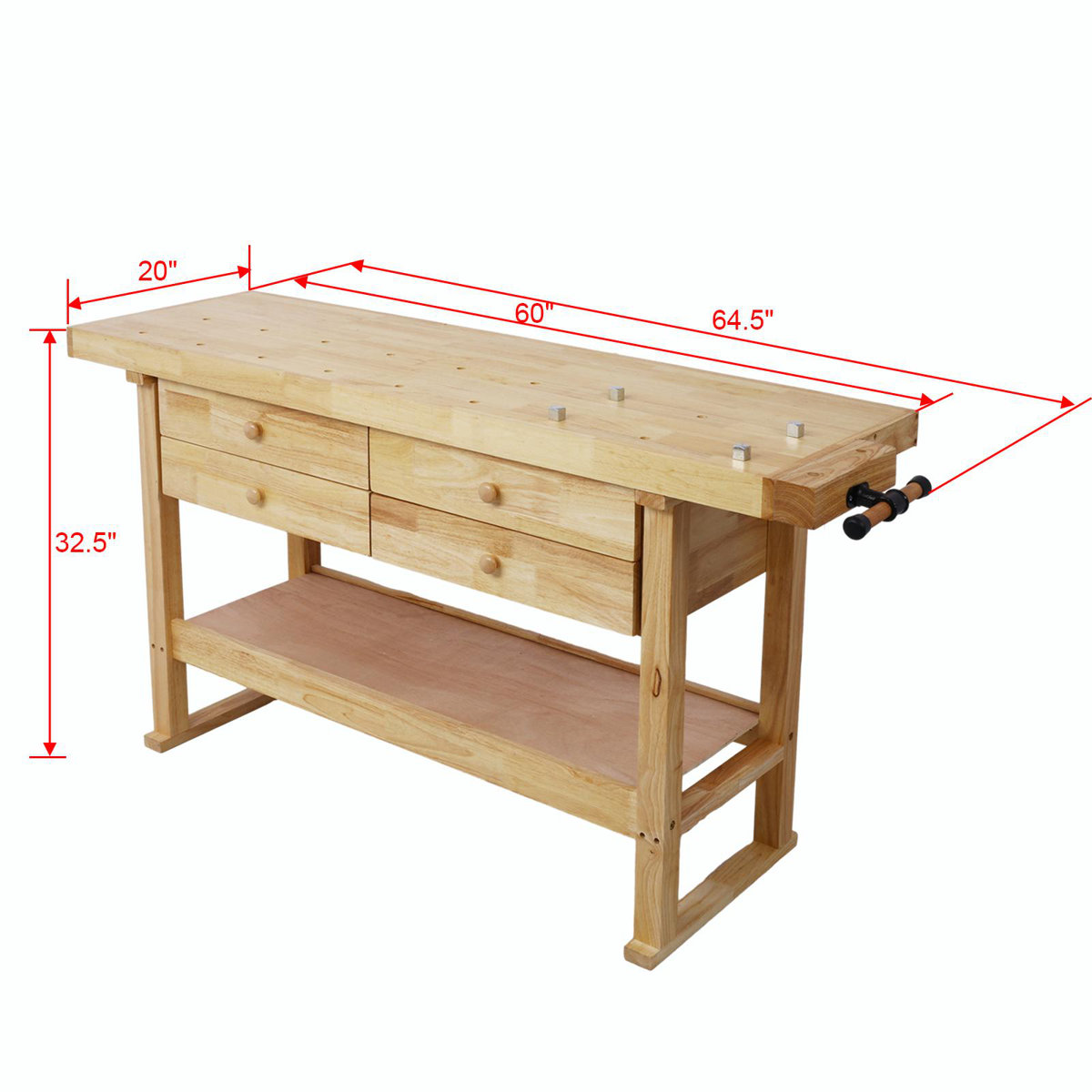 Red Barrel Studio® Jenali 64.5'' W Wood Top Workbench | Wayfair