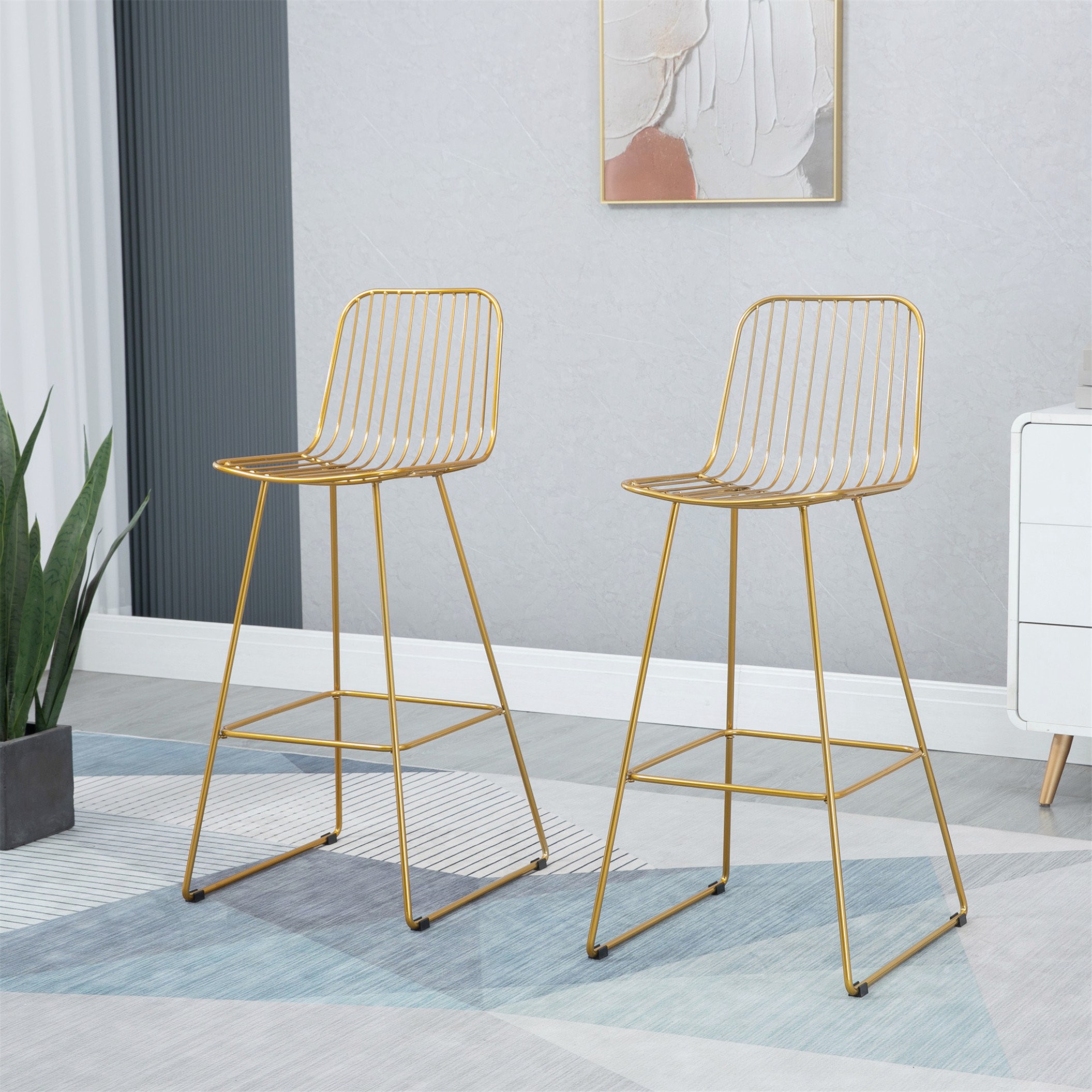 Mercer41 Charming Metal Wire Bar Stools Set for Stylish Kitchen Spaces ...