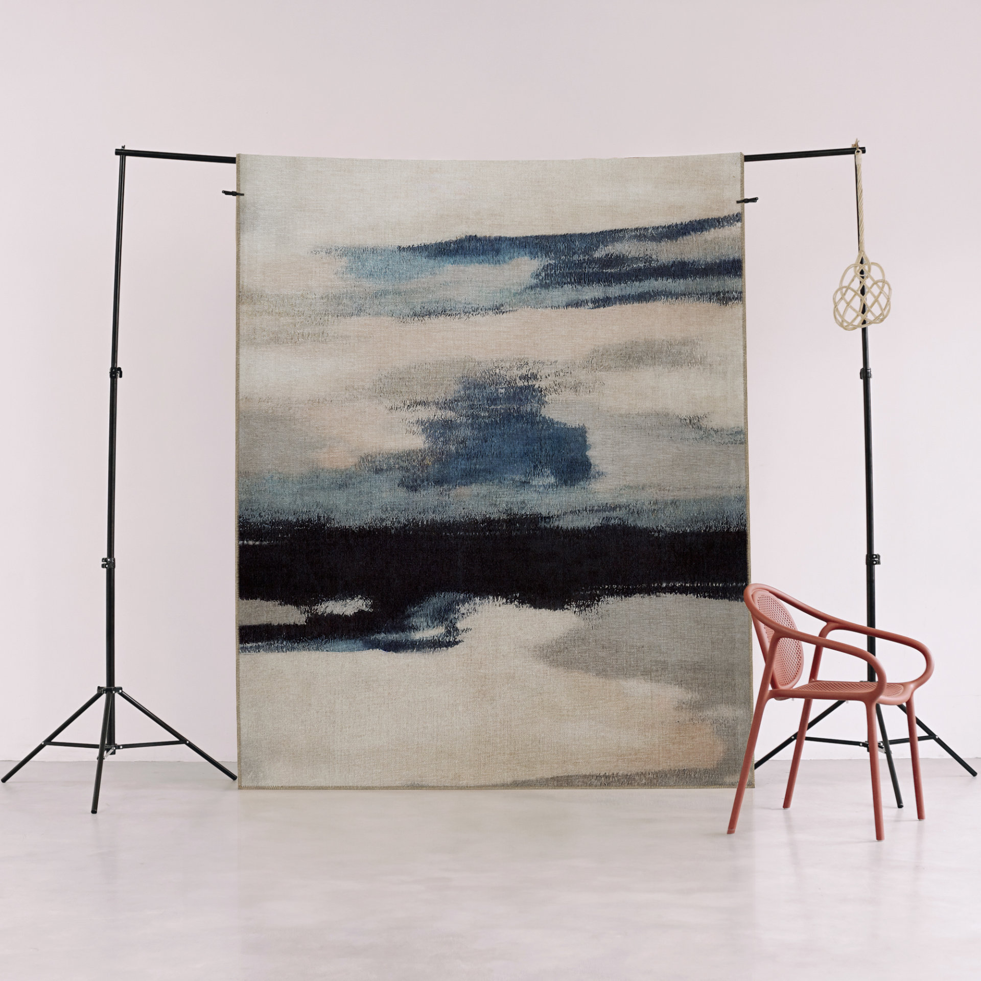 Orren Ellis Beige-Blue Tone Mixed Abstract Patterned Creative Modern ...