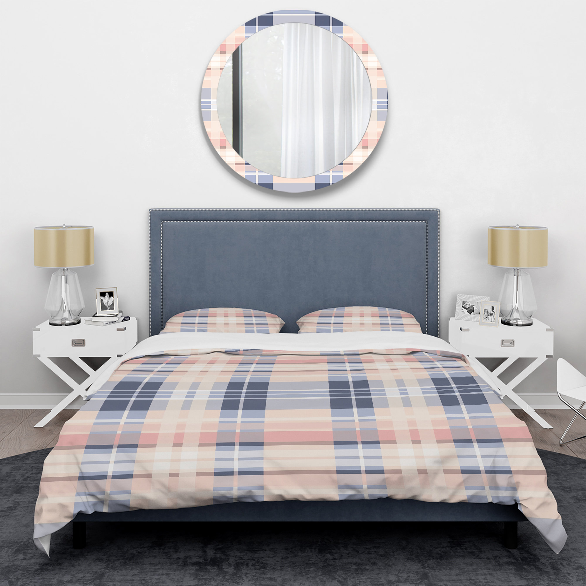Design Art Blue Pink Modern Serenity Pattern - Modern Duvet Cover Set ...