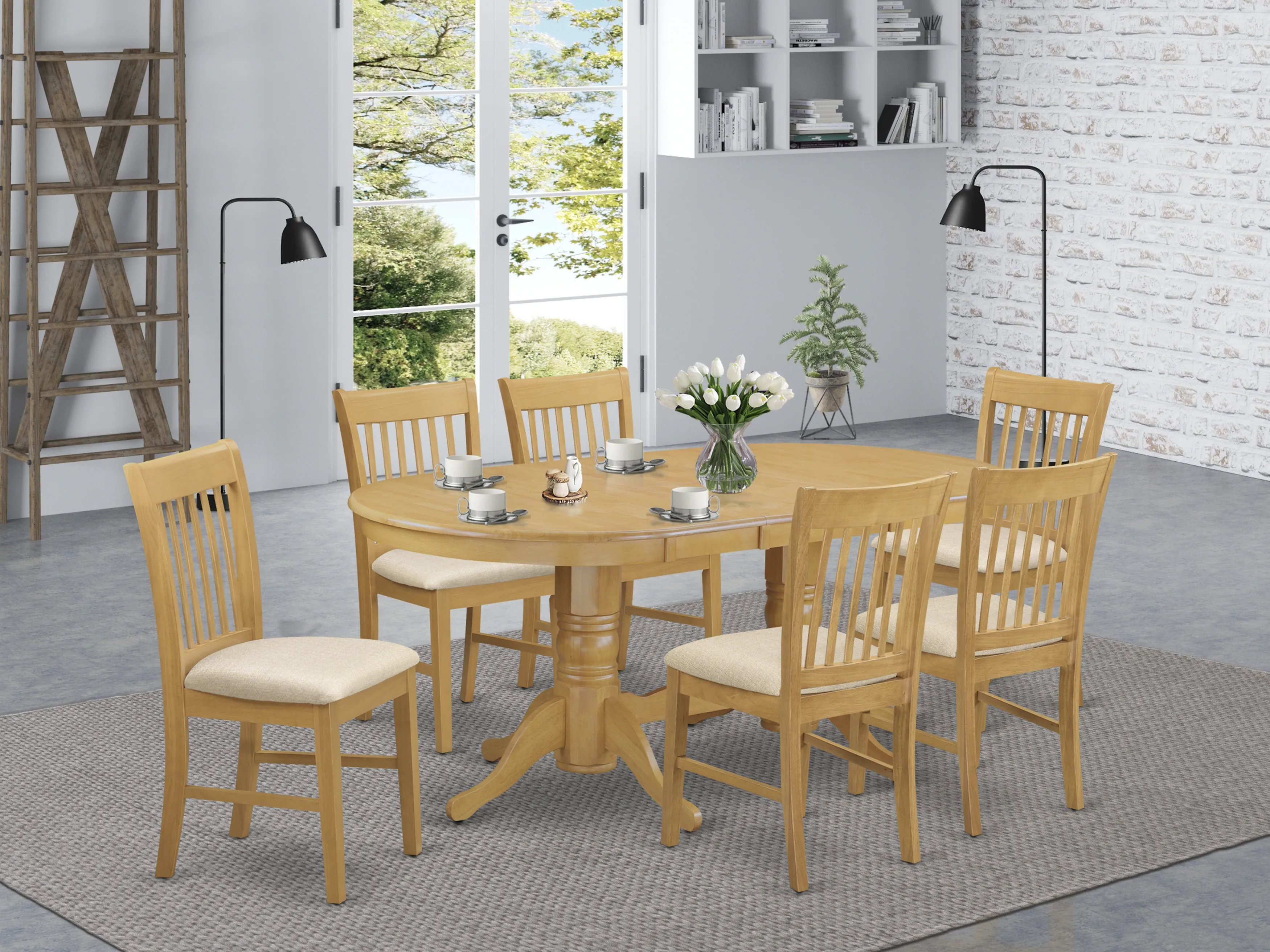 Canora Grey Leverne 7-Piece Extendable Rubberwood Solid Wood Dining Set ...