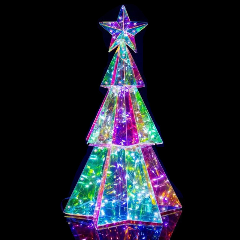 Kurt Adler Pre-Lit Cool White LED Holographic Iridescent Christmas Tree ...