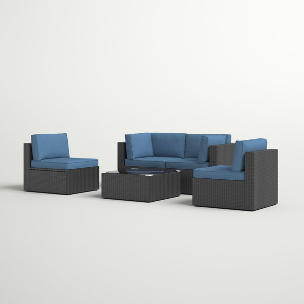 Sol 72 Outdoor™ Seville 5 Piece Rattan Sectional Seating Group with ...
