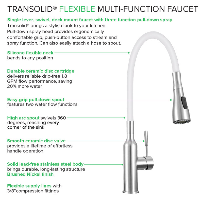 Transolid Flexible Multi-Function Faucet Single-Hole Laundry Faucet ...