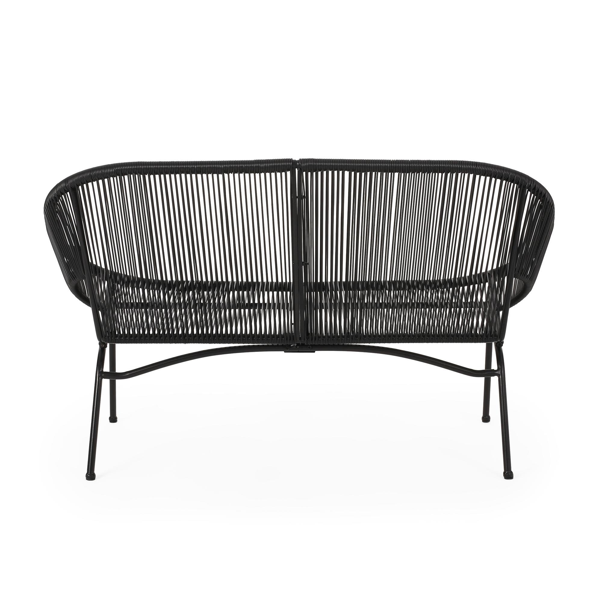 George Oliver Outdoor Metal Frame Rattan Woven LoveSeat | Wayfair