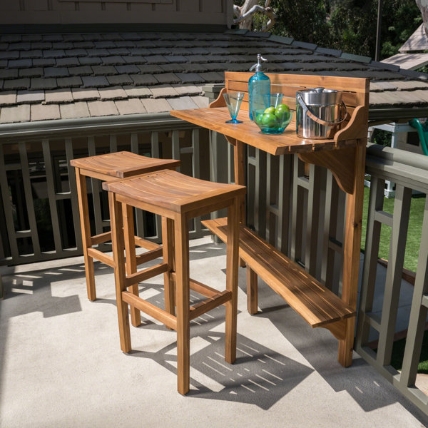 Bay Isle Home Bushnell Solid Wood Bar Set with Stools & Reviews | Wayfair