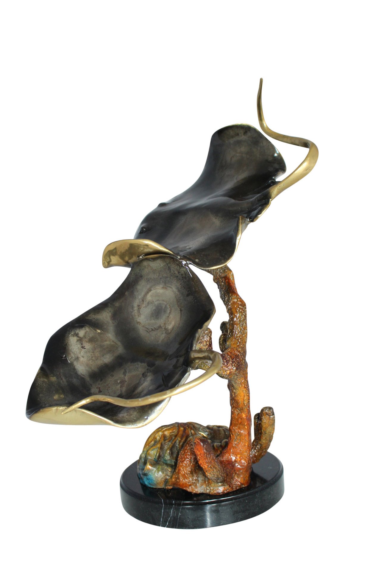 Nifao Statues Two Manta Ray Raging Bronze Statue - Size: 17"L x 12"W x ...