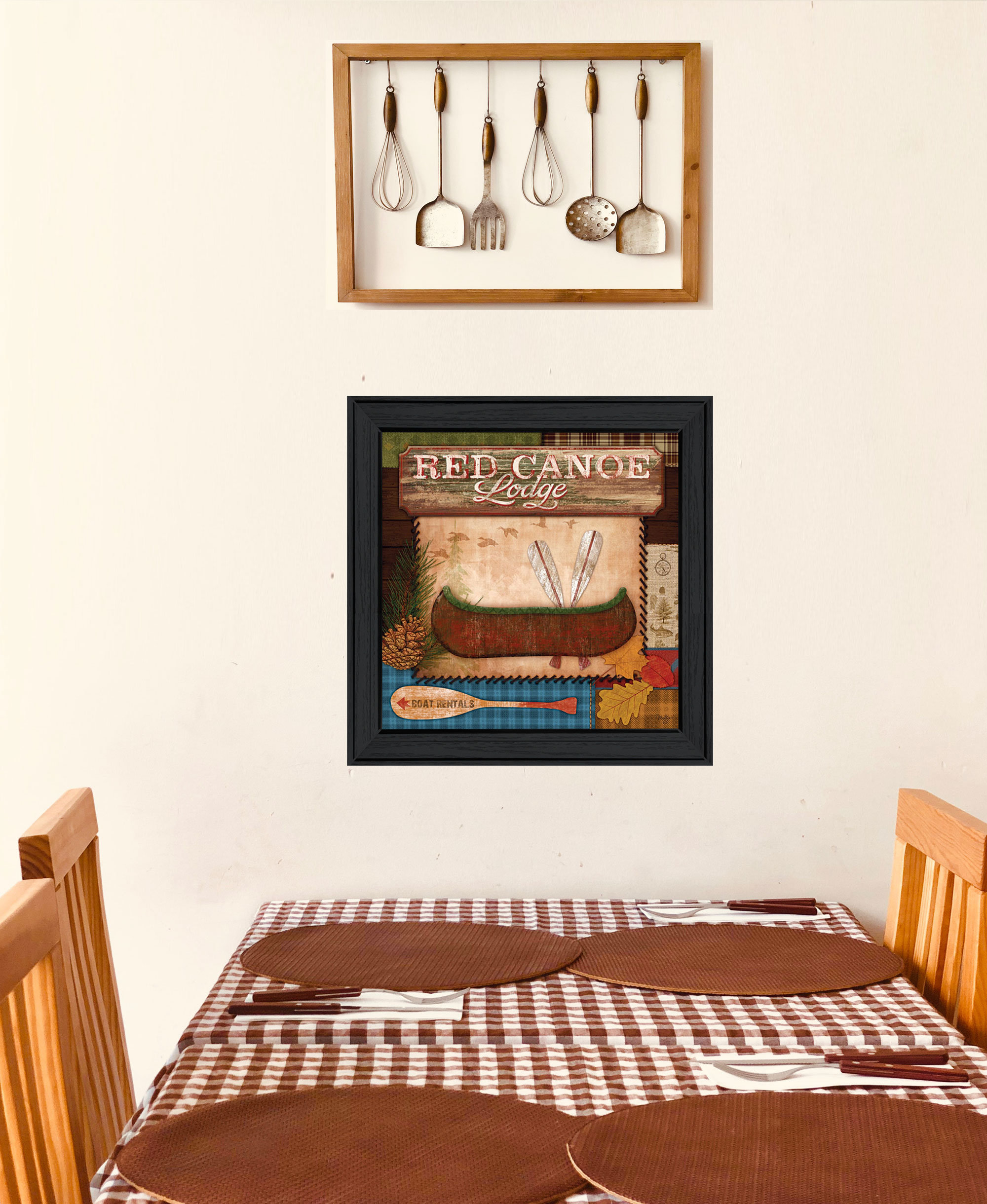 Millwood Pines Red Canoe Lodge Framed Wall Art for Living Room, Home ...