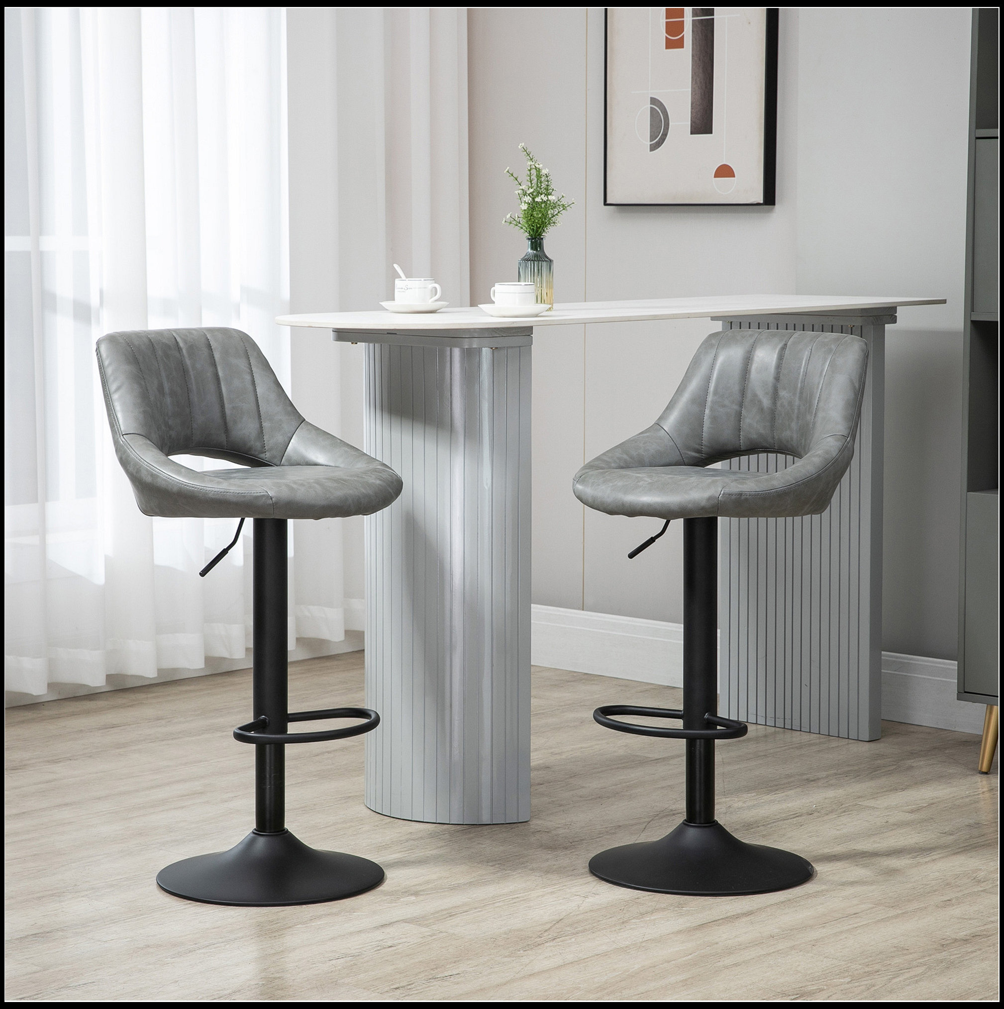 George Oliver Bar Stools Set Of 2, Swivel Bar Height Barstools Chairs ...