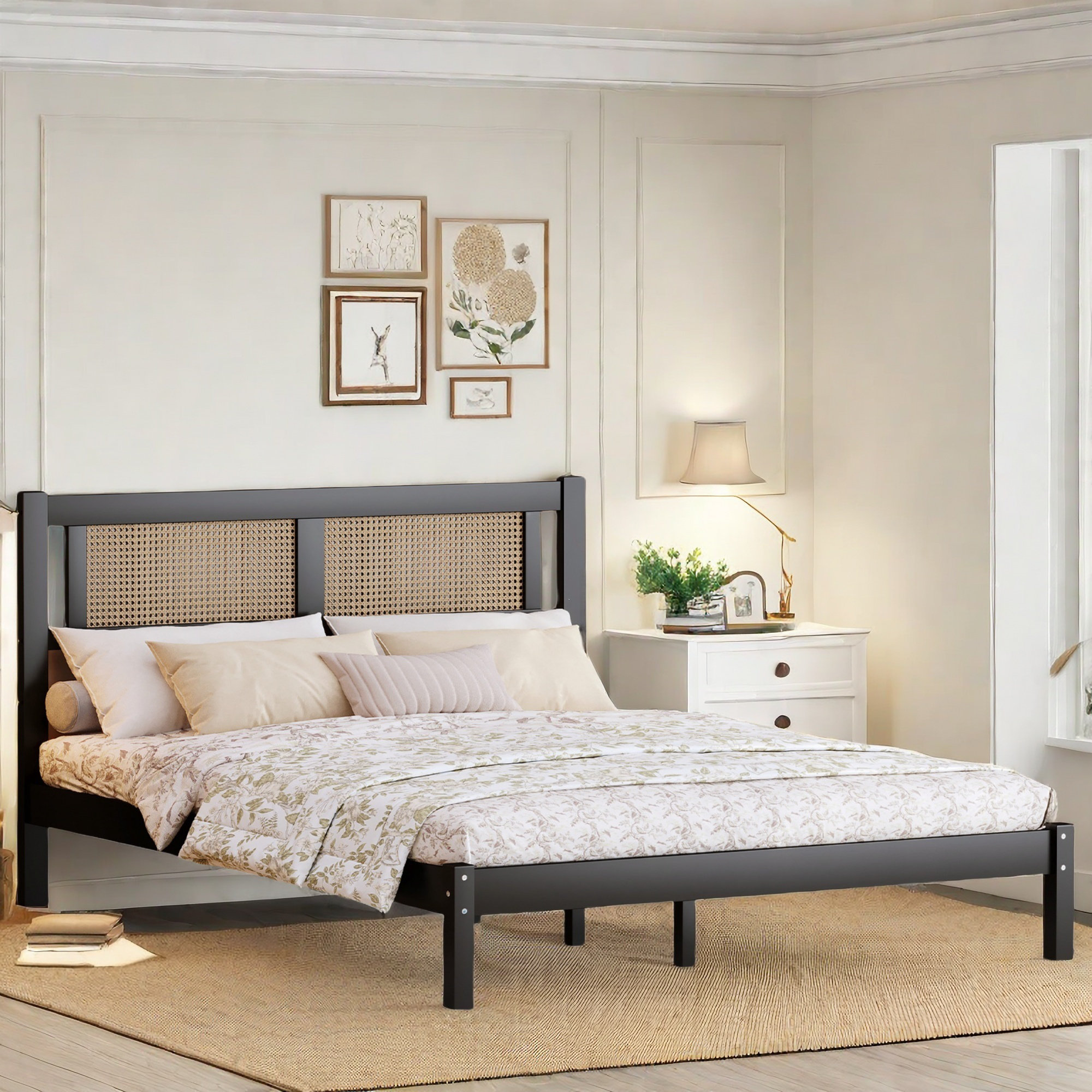 Bay Isle Home™ Brigetta With Natural Rattan Headboard | Wayfair